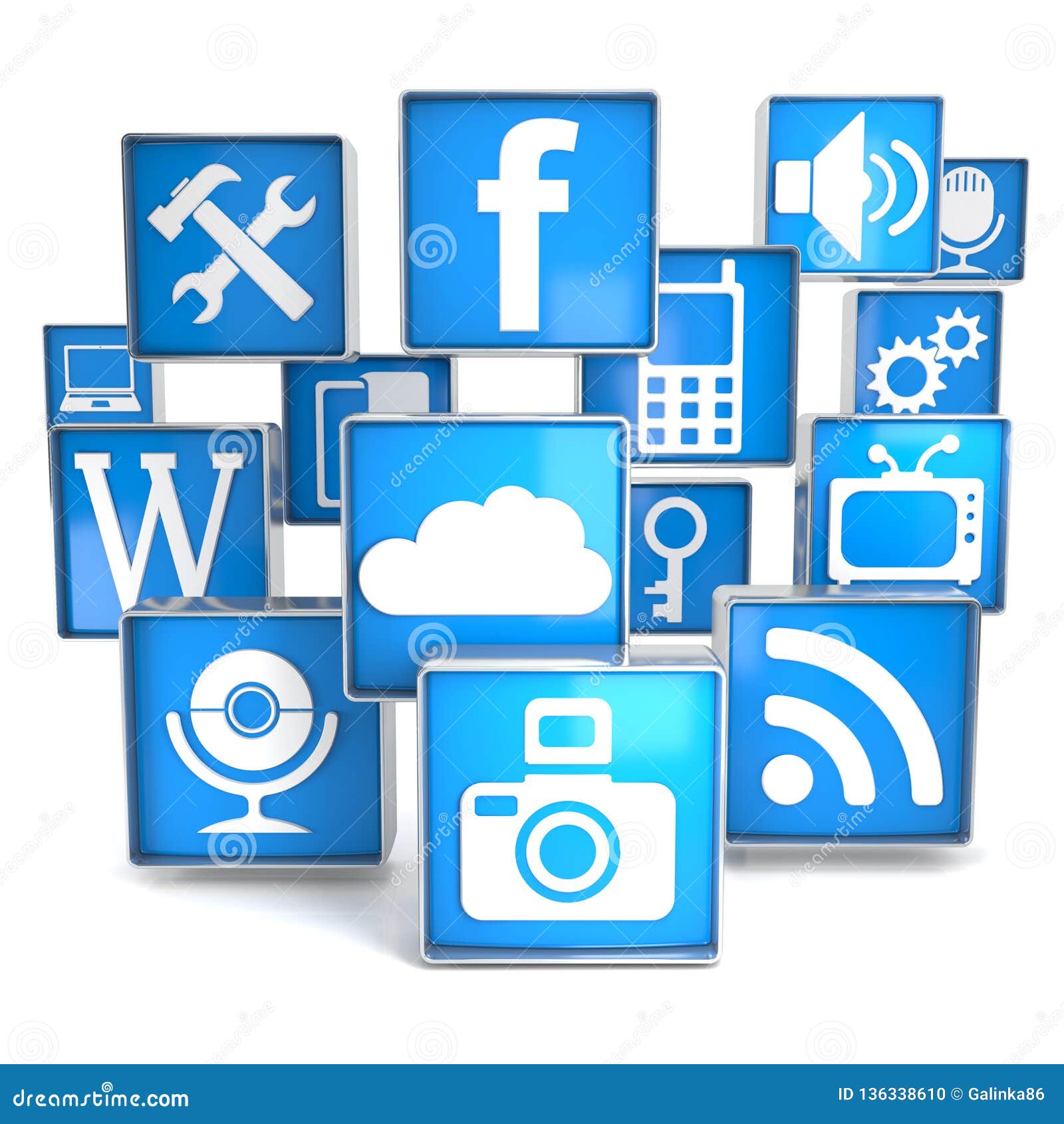 Cloud of Program Icons Isolated on White Background Editorial Image ...