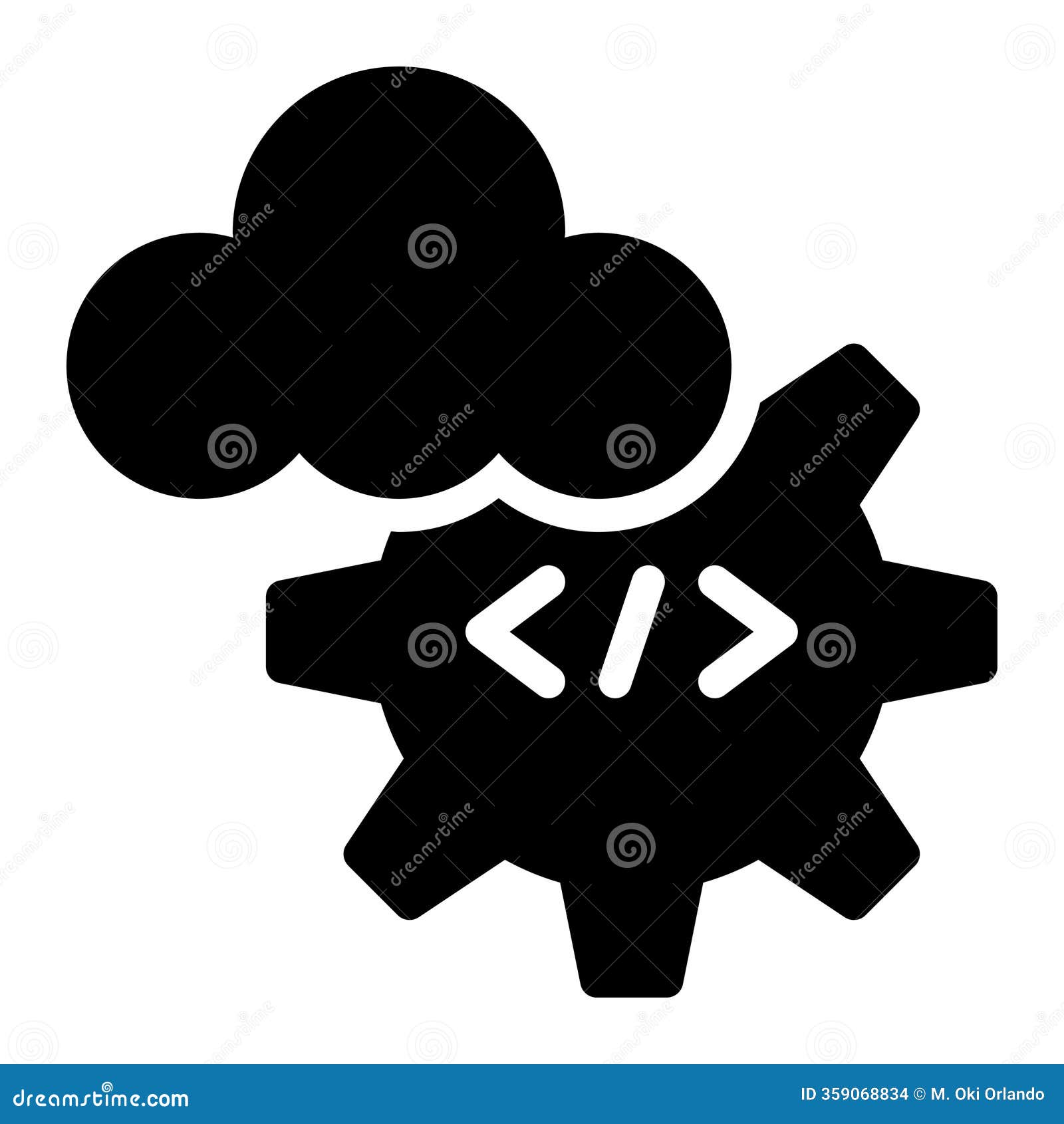 Cloud Programming, Cloud Development, Cloud Engineering Glyph Solid Icon Stock Illustration ...