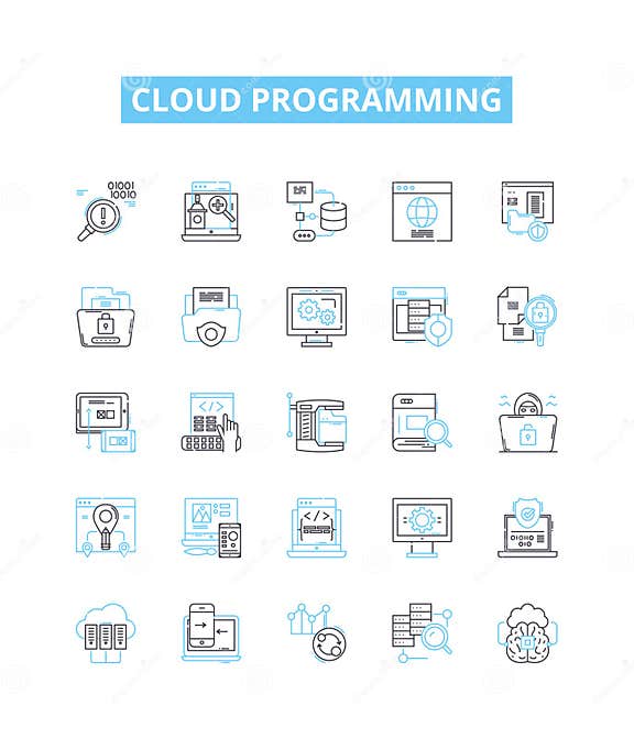 Cloud Programming Vector Line Icons Set. Cloud, Programming, Computing, Data, Storage, Services ...