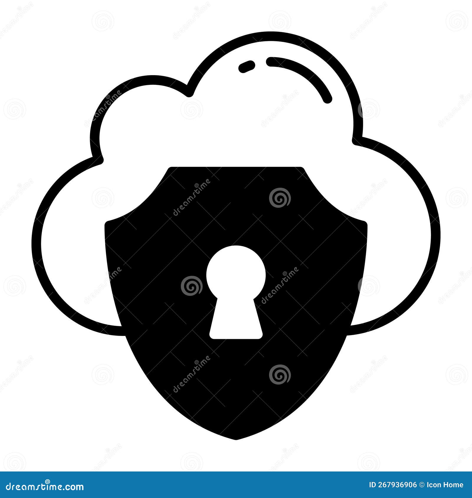 Cloud with Protection Shield, Cloud Security Icon Stock Vector - Illustration of lock, access ...