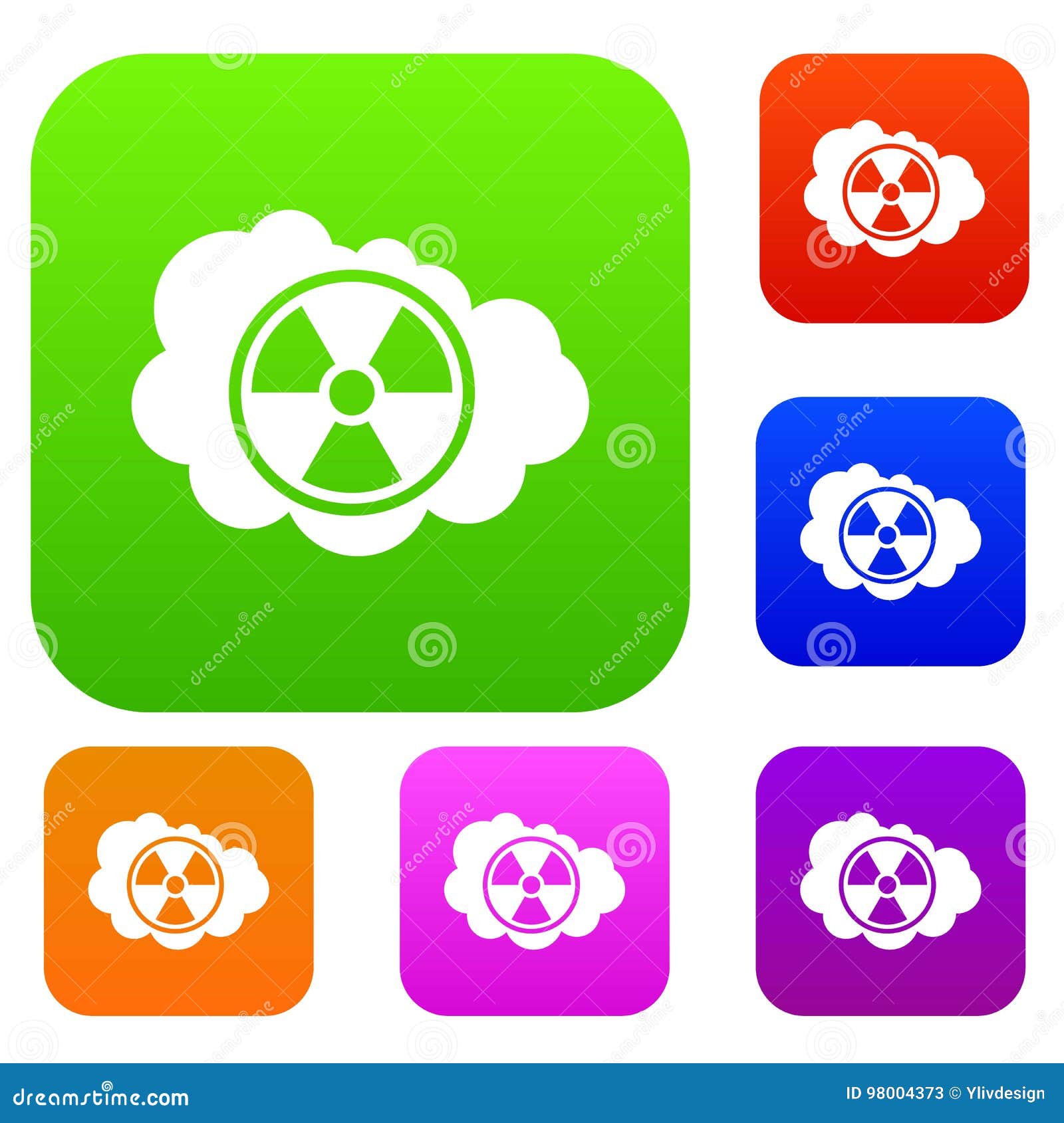 Cloud and Radioactive Sign Set Collection Stock Vector - Illustration ...