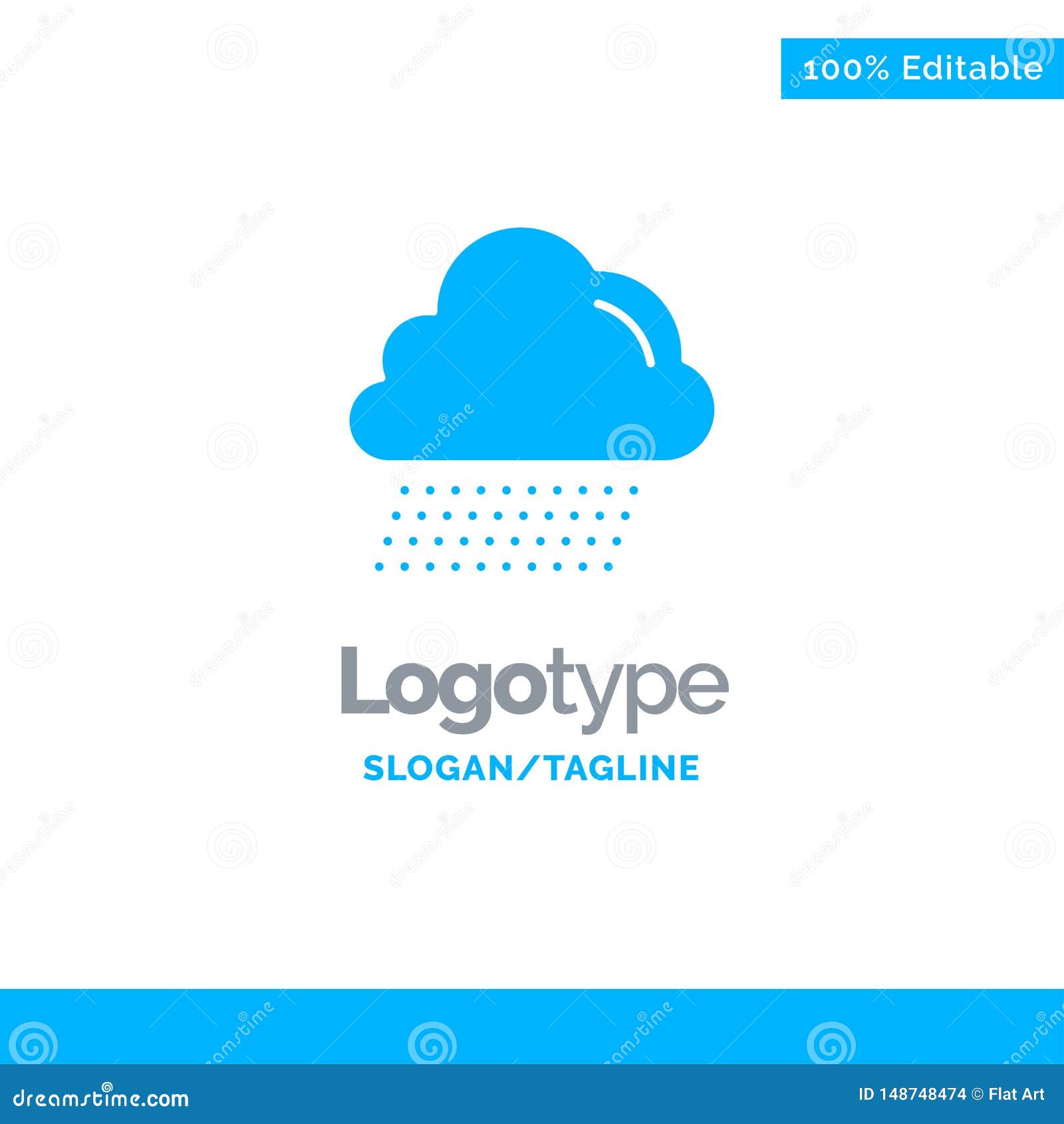 Cloud, Rain, Canada Blue Solid Logo Template. Place for Tagline Stock ...
