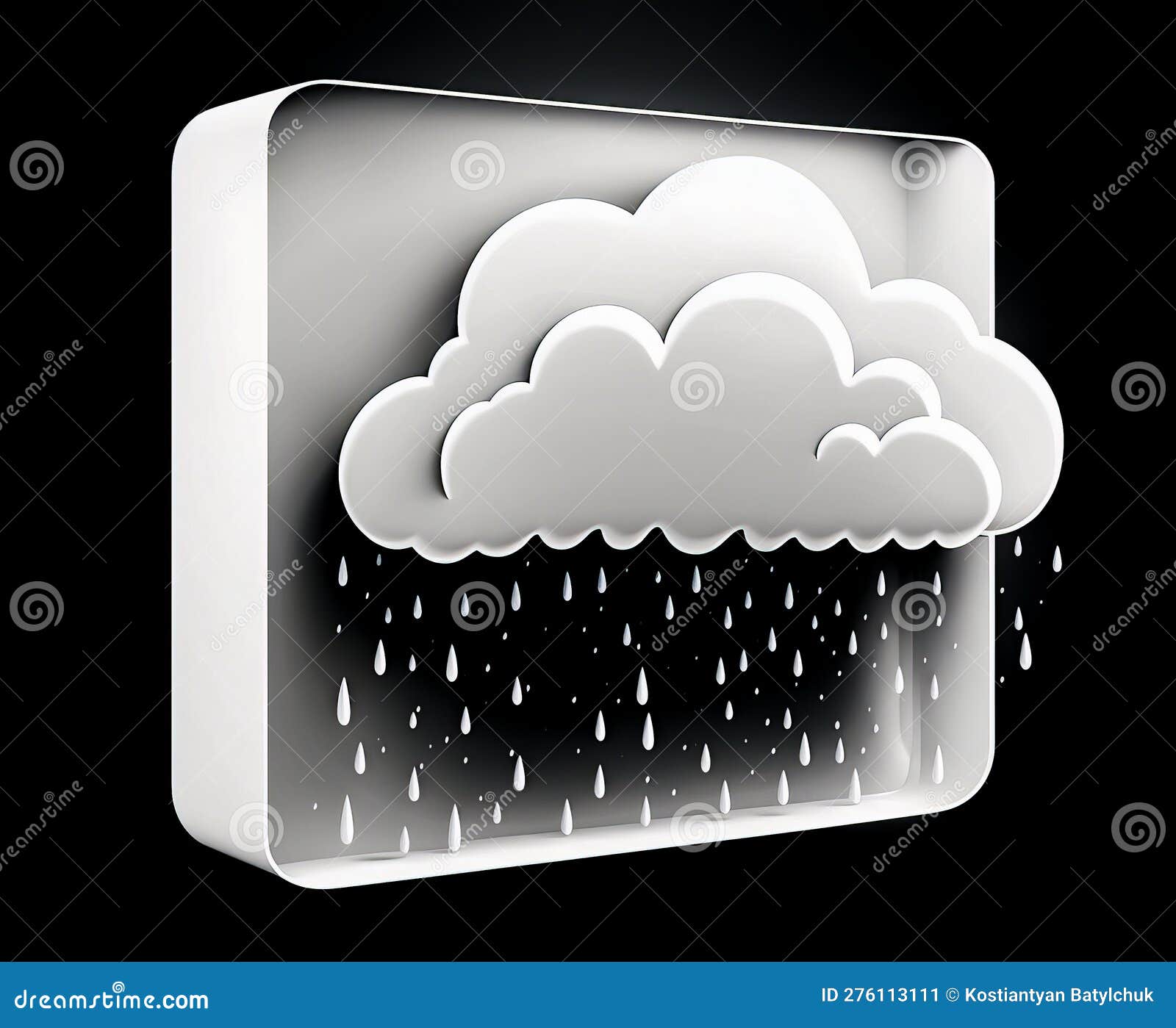 Cloud with Rain Coming Out of it in Square Shaped Light Box. Generative ...