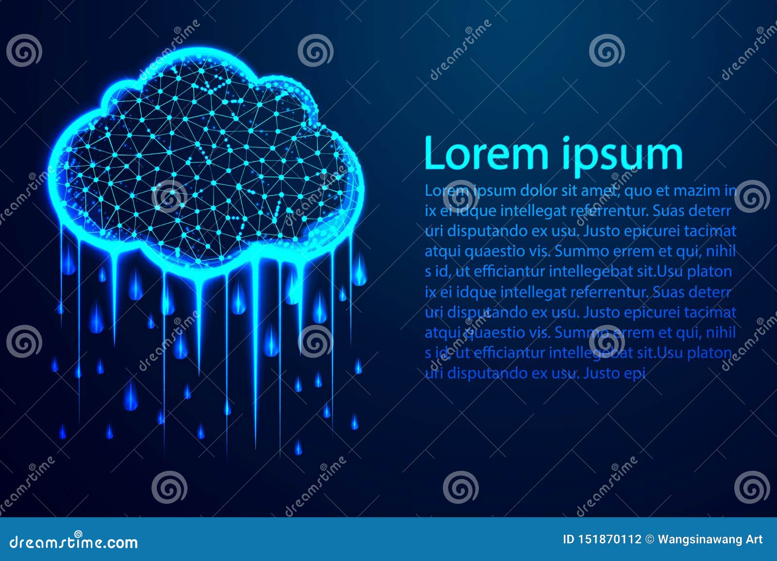 Cloud, Rain Concept, Water Drop. Abstract Low Poly, Triangle, Dot, Line ...