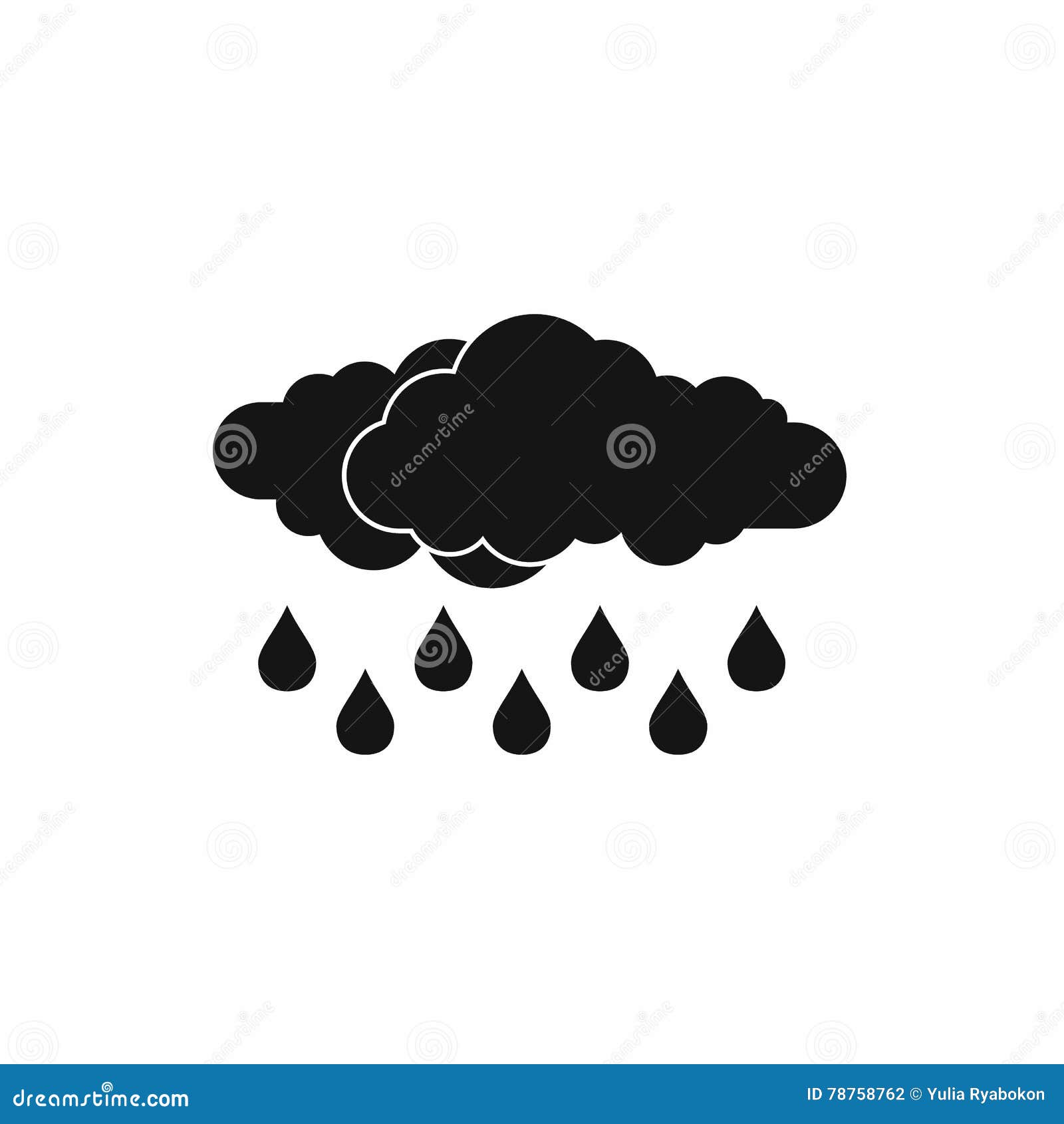 Cloud with Rain Drop Icon, Simple Style Stock Vector - Illustration of ...
