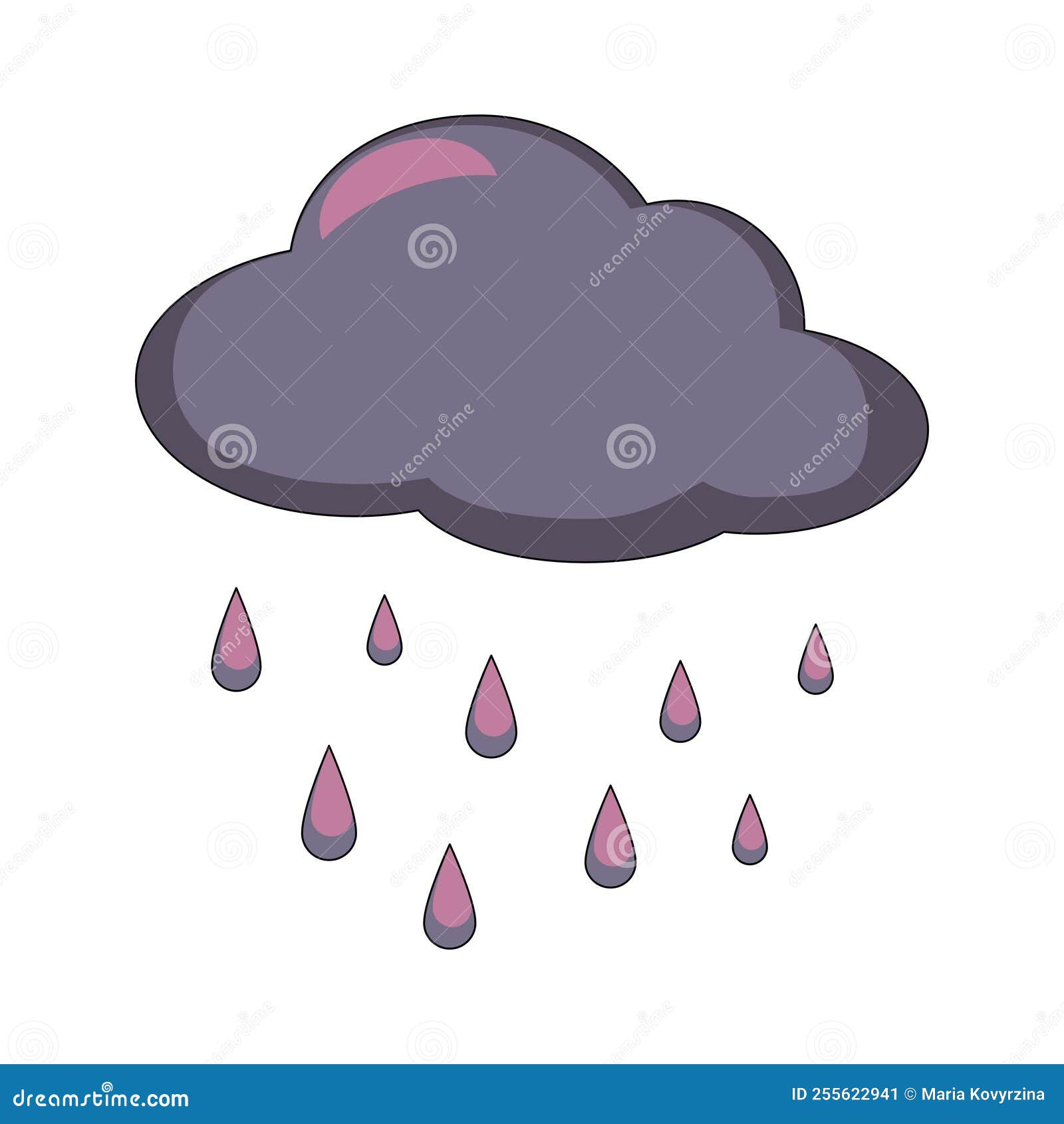 Cloud and Rain Flat Illustration Stock Vector - Illustration of cloud ...