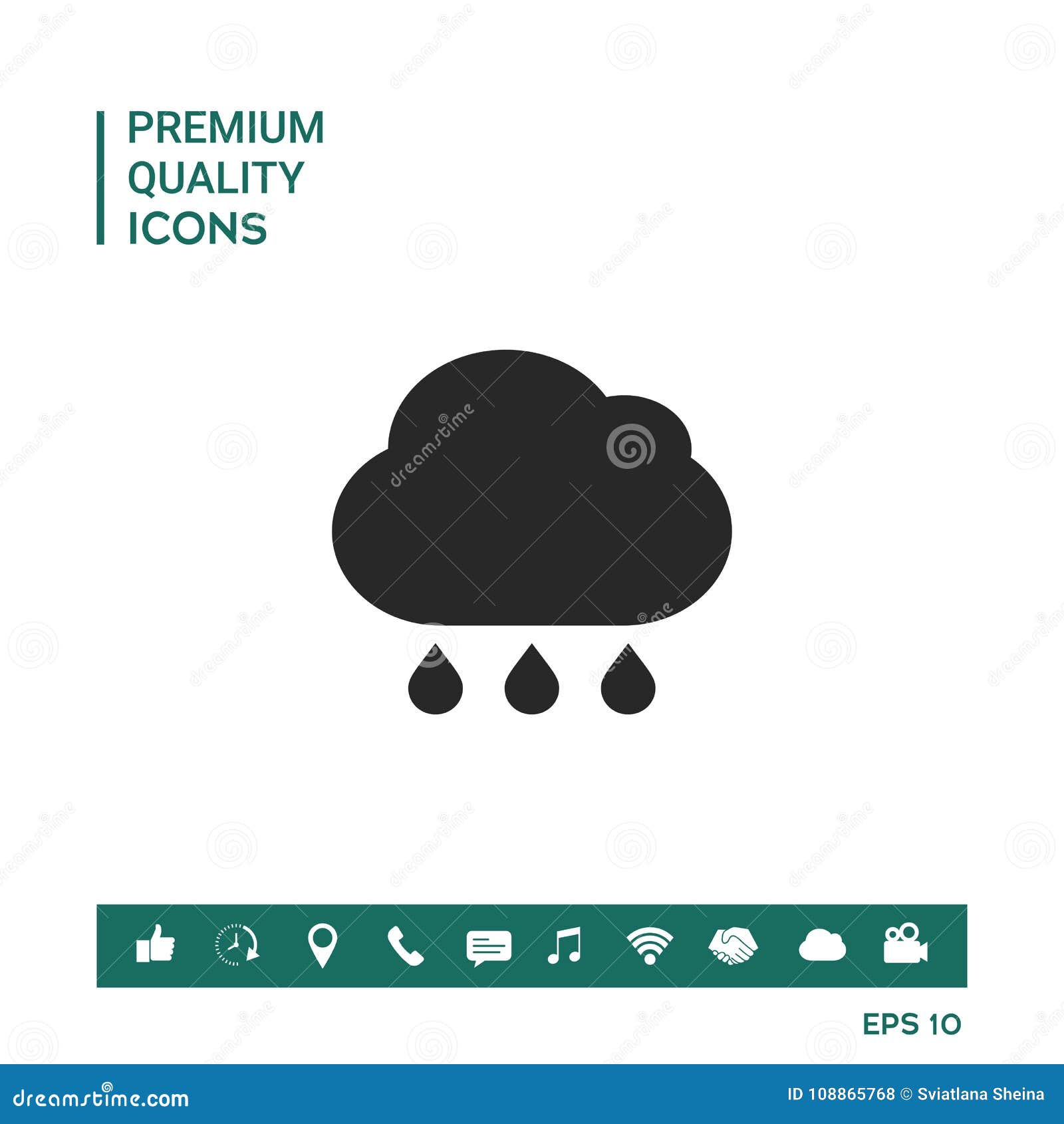 Cloud rain icon with drops stock vector. Illustration of element ...