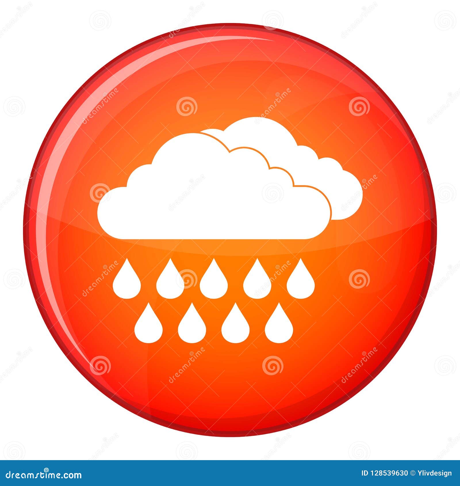 Cloud and Rain Icon, Flat Style Stock Illustration - Illustration of ...