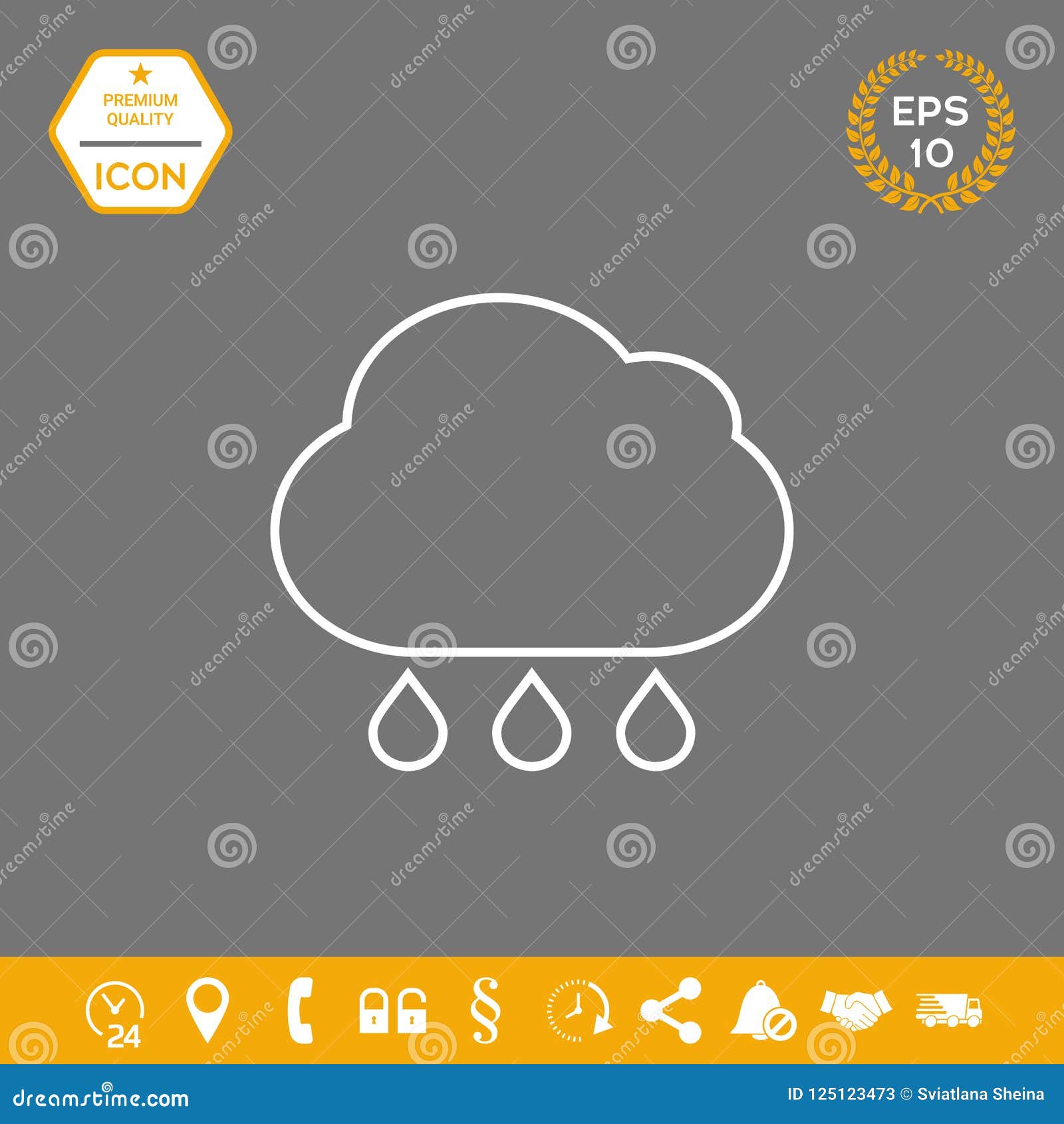 Cloud Rain Line Icon . Graphic Elements for Your Design Stock Vector ...