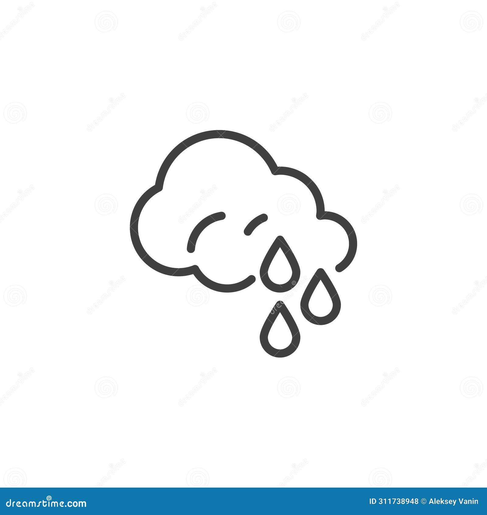 Cloud with rain line icon stock vector. Illustration of linear - 311738948