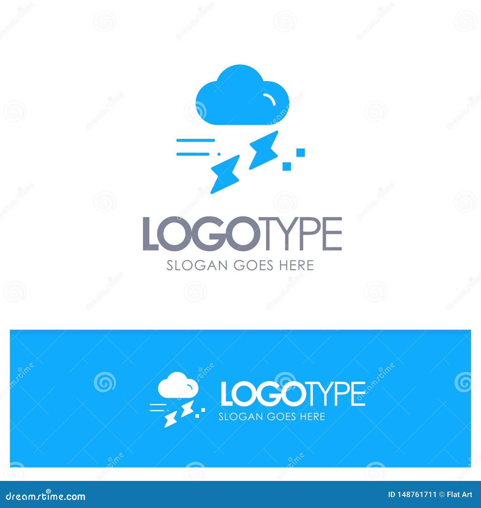 Cloud, Rain, Rainfall, Rainy, Thunder Blue Solid Logo with Place for ...