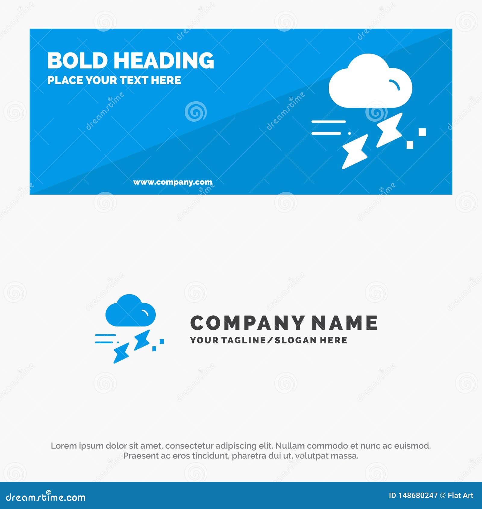Cloud, Rain, Rainfall, Rainy, Thunder SOlid Icon Website Banner and ...