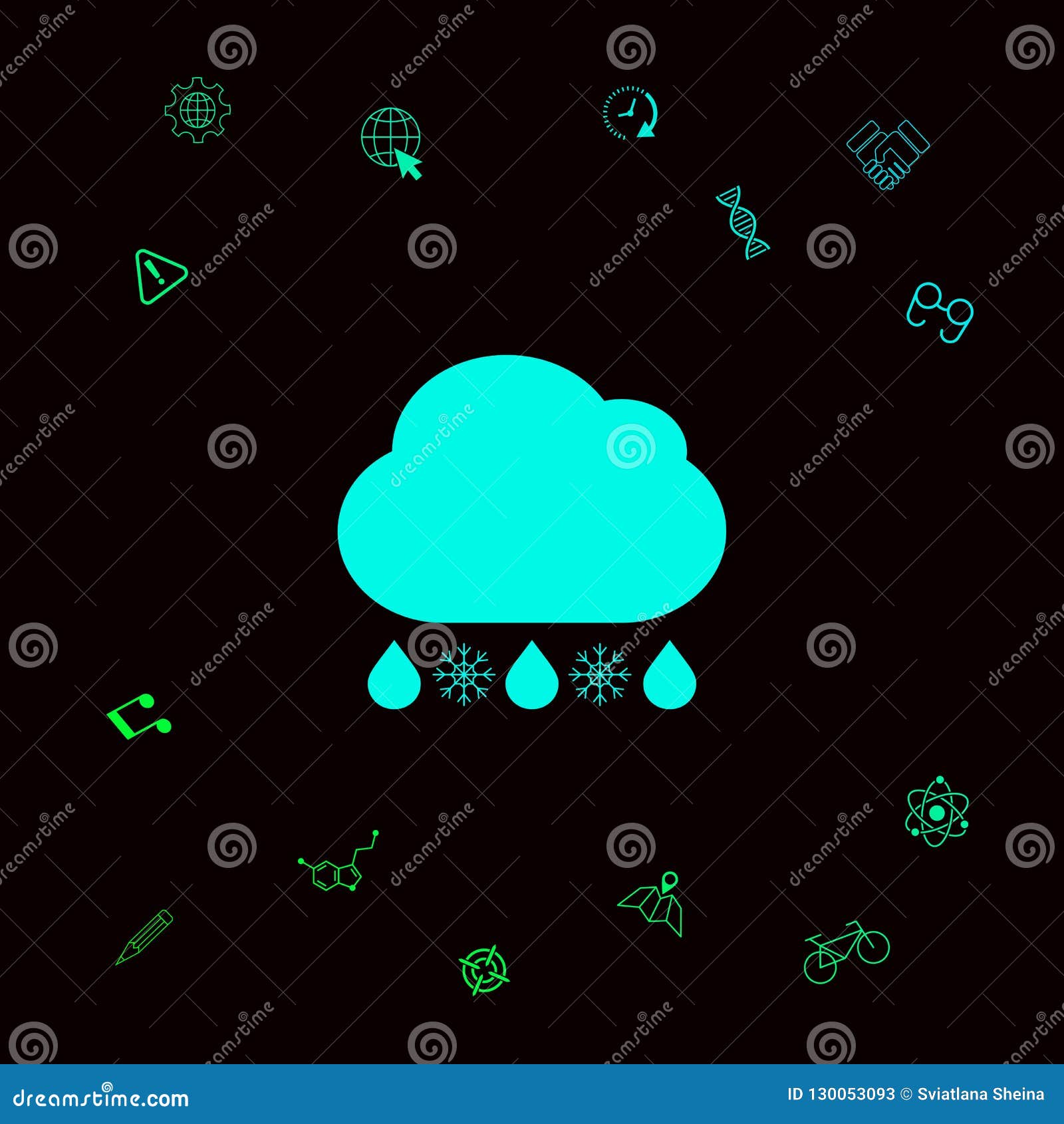 Cloud rain snow icon stock vector. Illustration of sign - 130053093