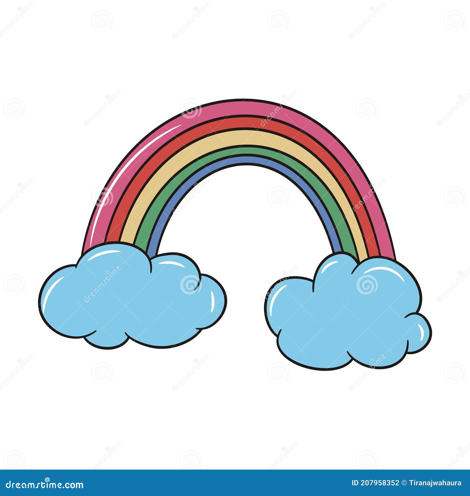 Cloud with Rainbow, Simple Colored Cartoon Vector Illustration Stock ...