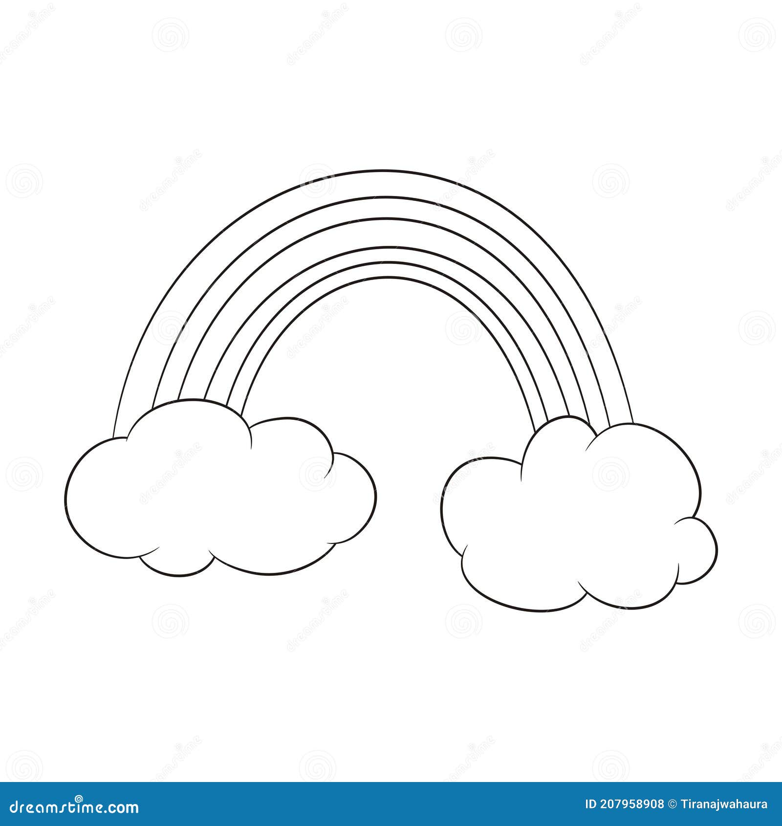 Cloud with Rainbow, Simple Line Art Vector Illustration Stock Vector ...