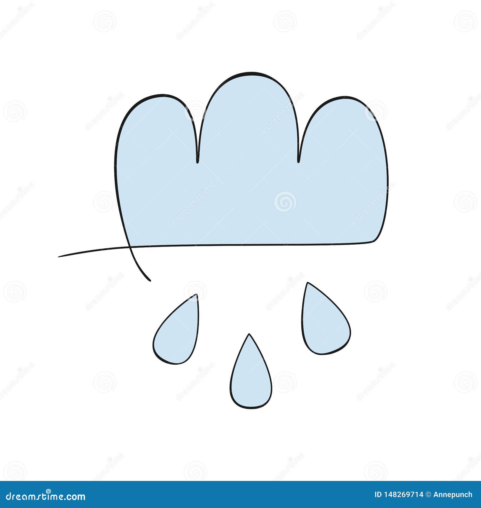 Cloud and Raindrops Drawn by Hand. Stock Vector - Illustration of ...