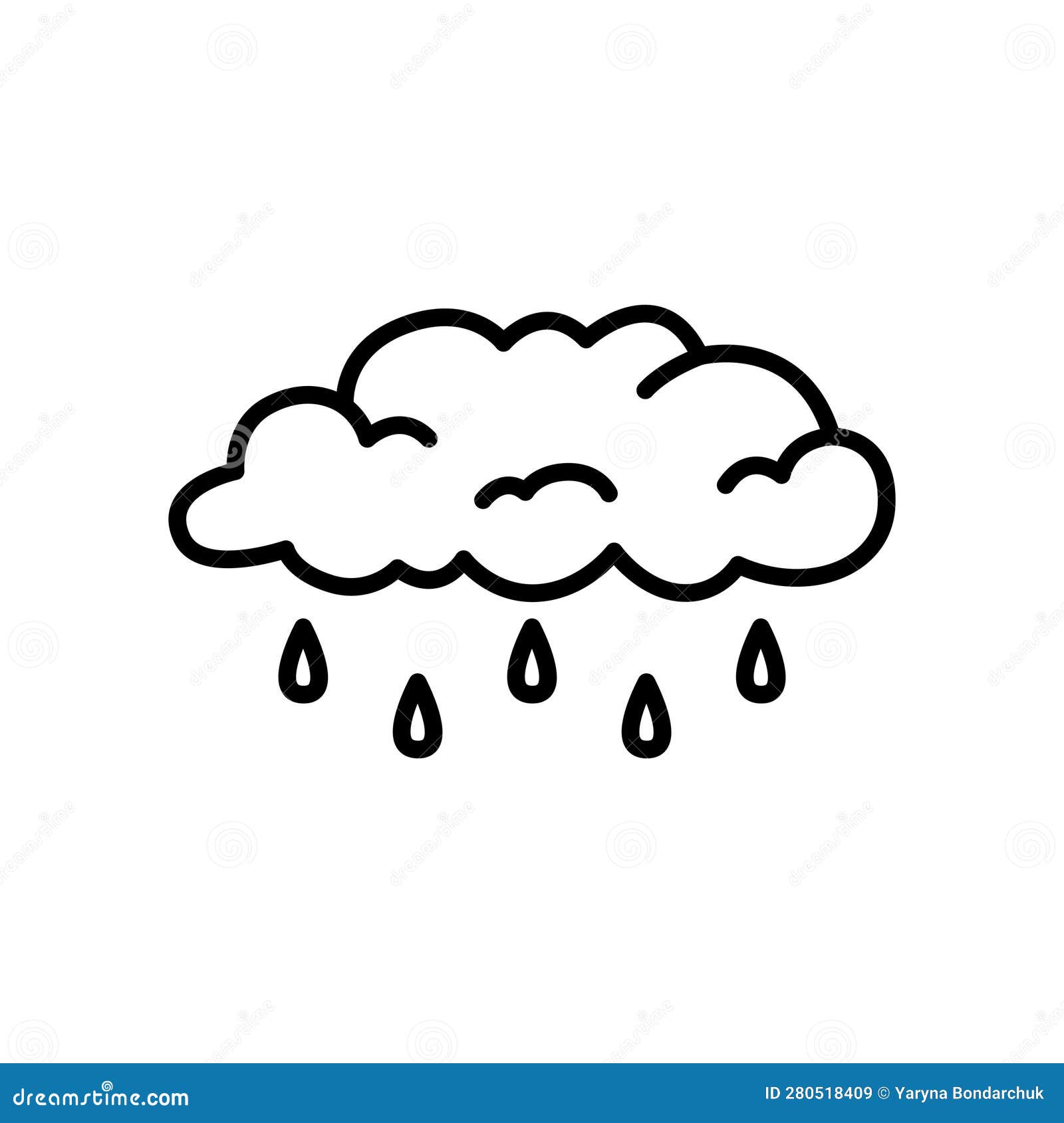 Cloud with Raindrops Outline Icon. Editable Stroke Stock Vector ...