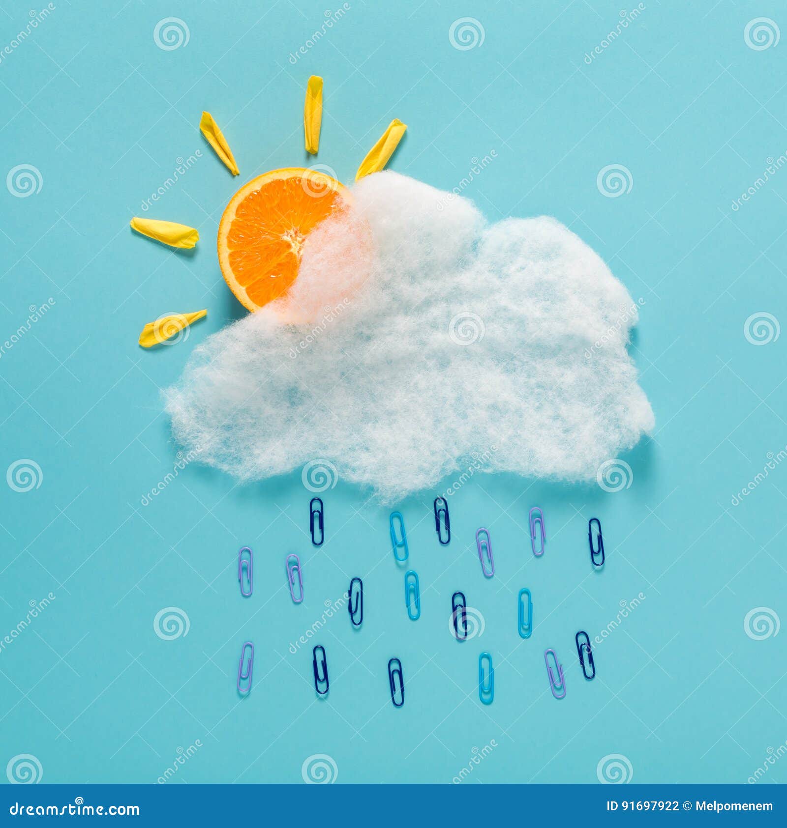 Cloud Raining Paper Clips Concept Stock Photo - Image of weather ...