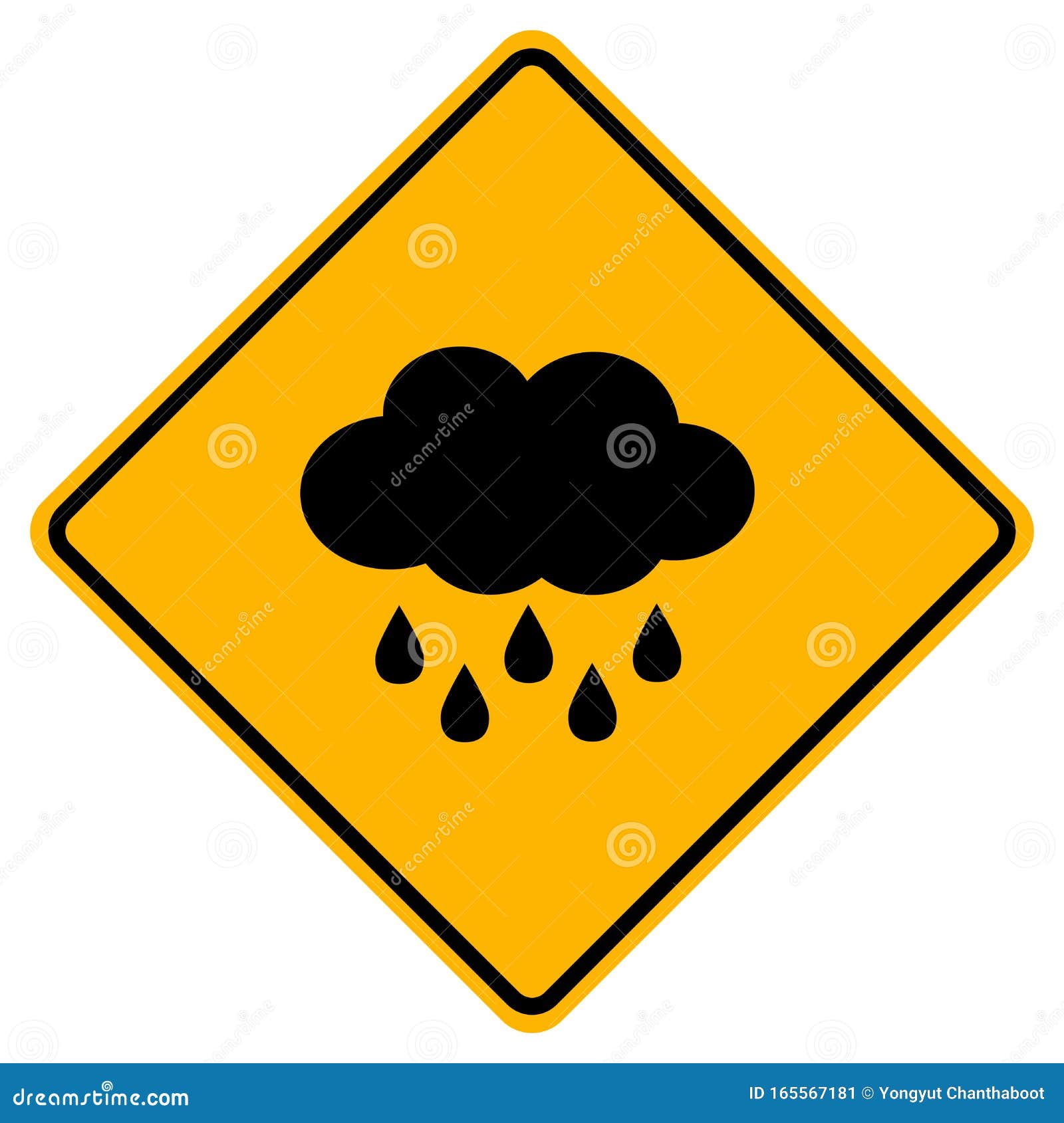Cloud with Raining Warning Sign, Vector Illustration, Isolate on White ...