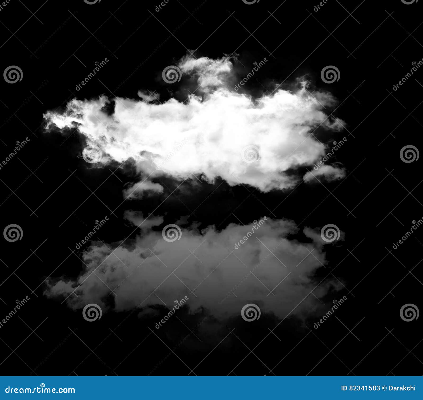 Cloud with Realistic Reflection Over Black Background Stock ...