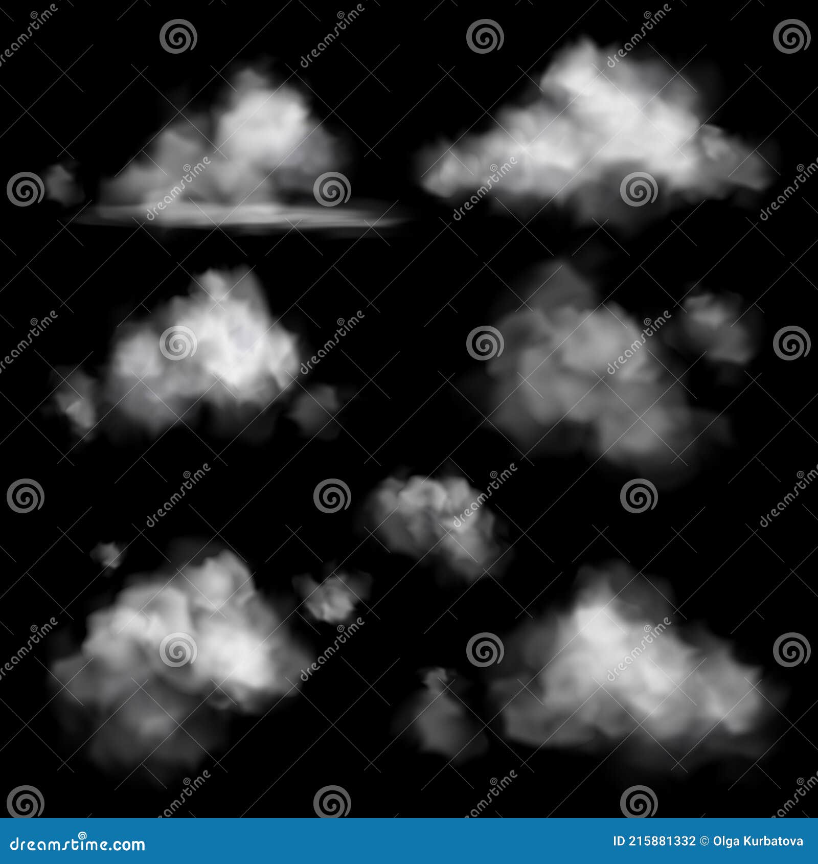 Cloud Realistic. Sky White Clouds in Air, Fog Effect Fluffy Frame ...
