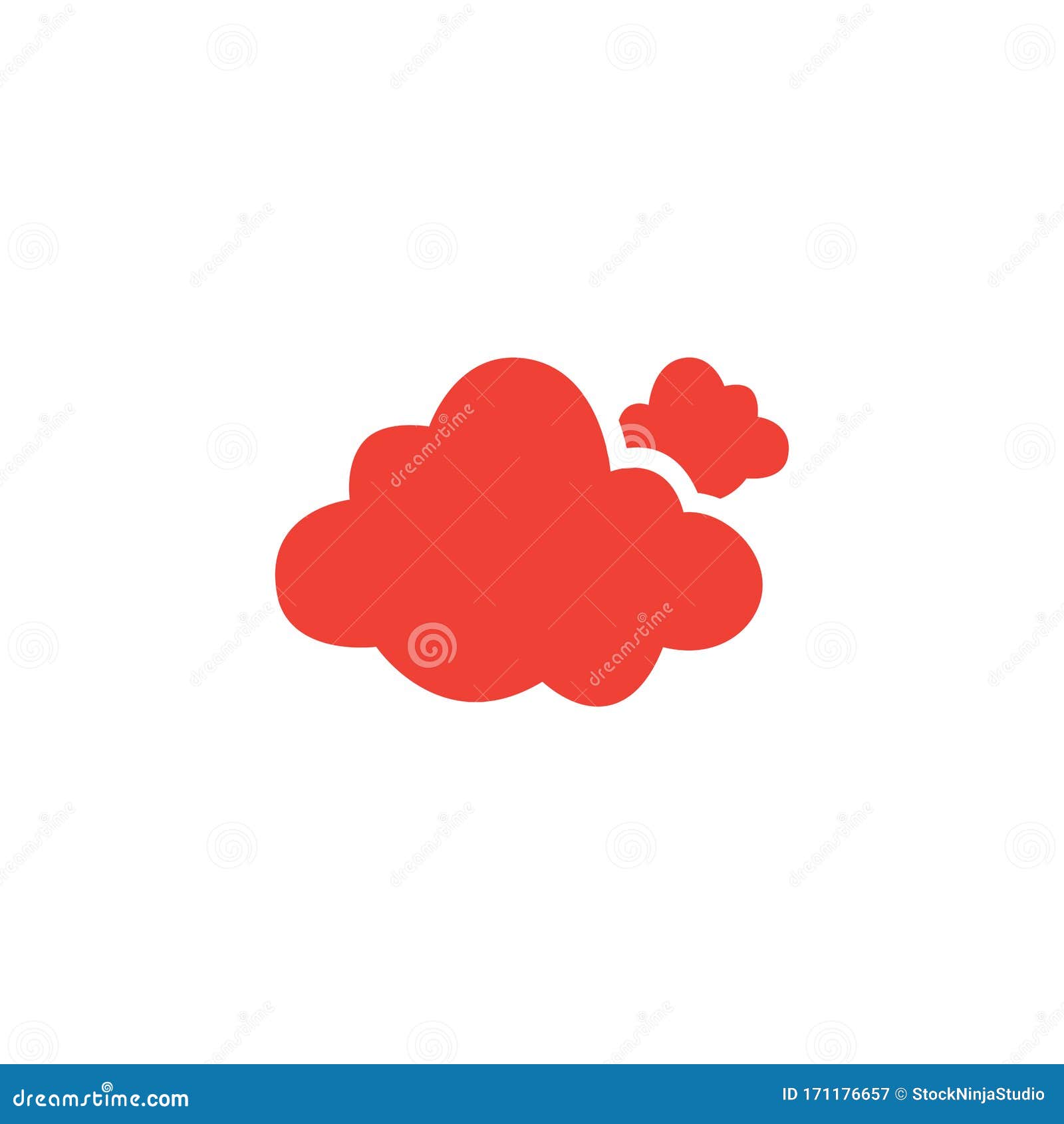 Cloud Red Icon on White Background. Red Flat Style Vector Illustration ...