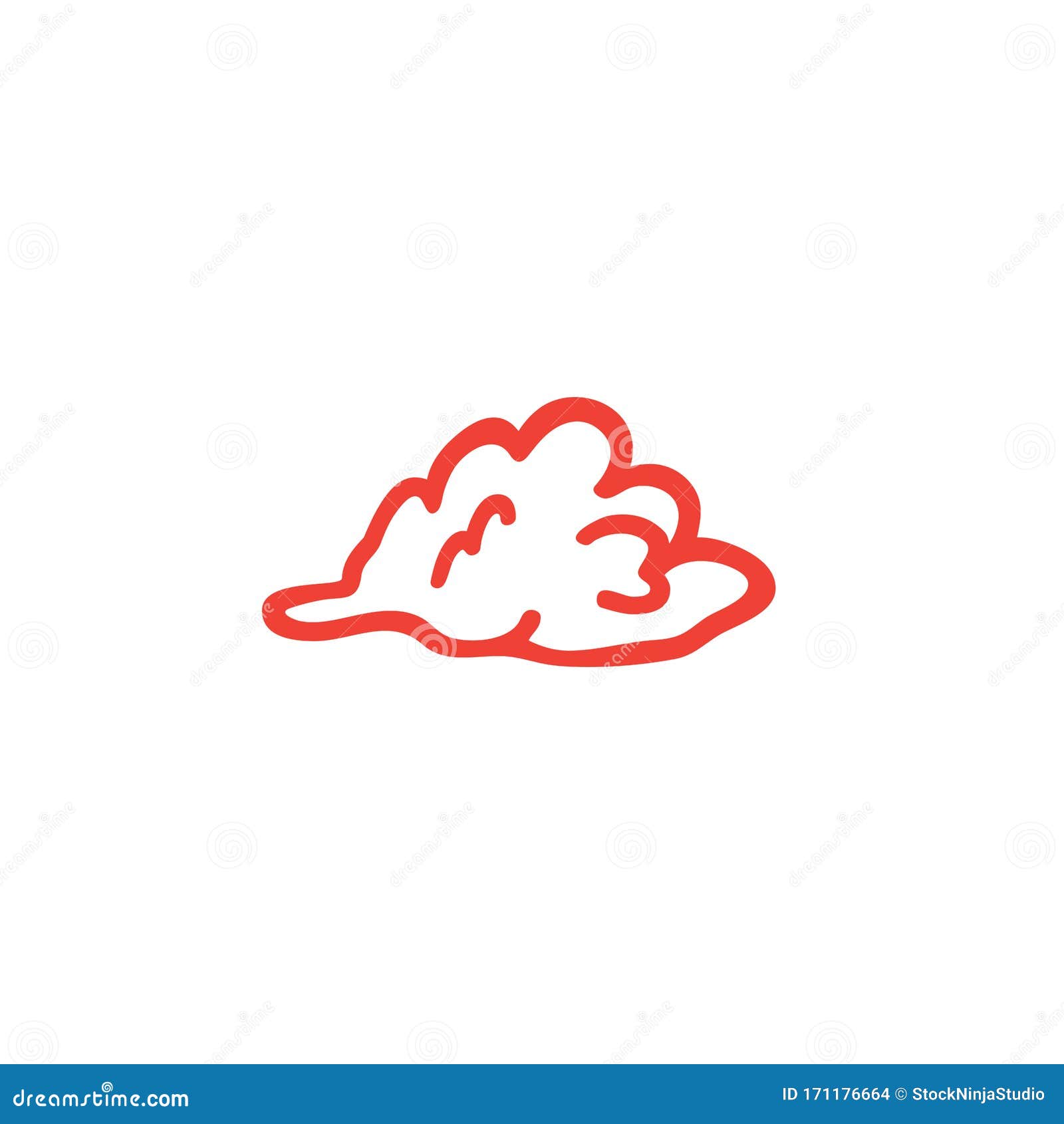 Cloud Red Icon on White Background. Red Flat Style Vector Illustration ...