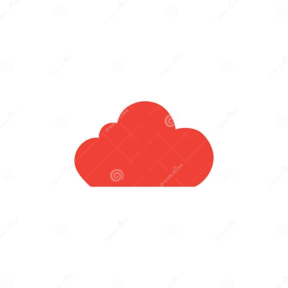 Cloud Red Icon on White Background. Red Flat Style Vector Illustration ...