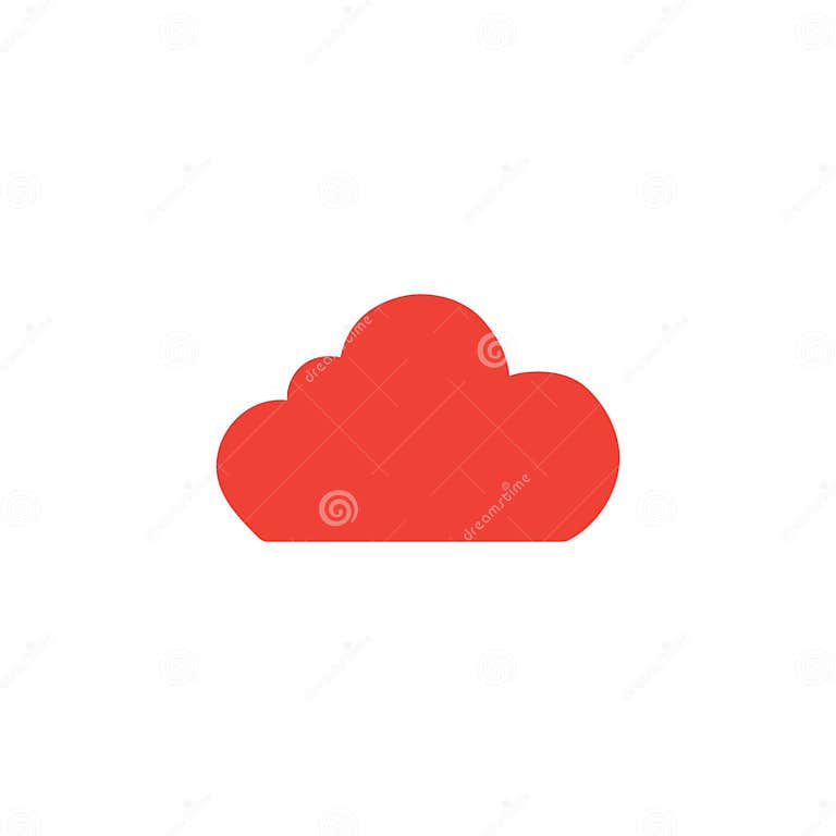 Cloud Red Icon on White Background. Red Flat Style Vector Illustration ...