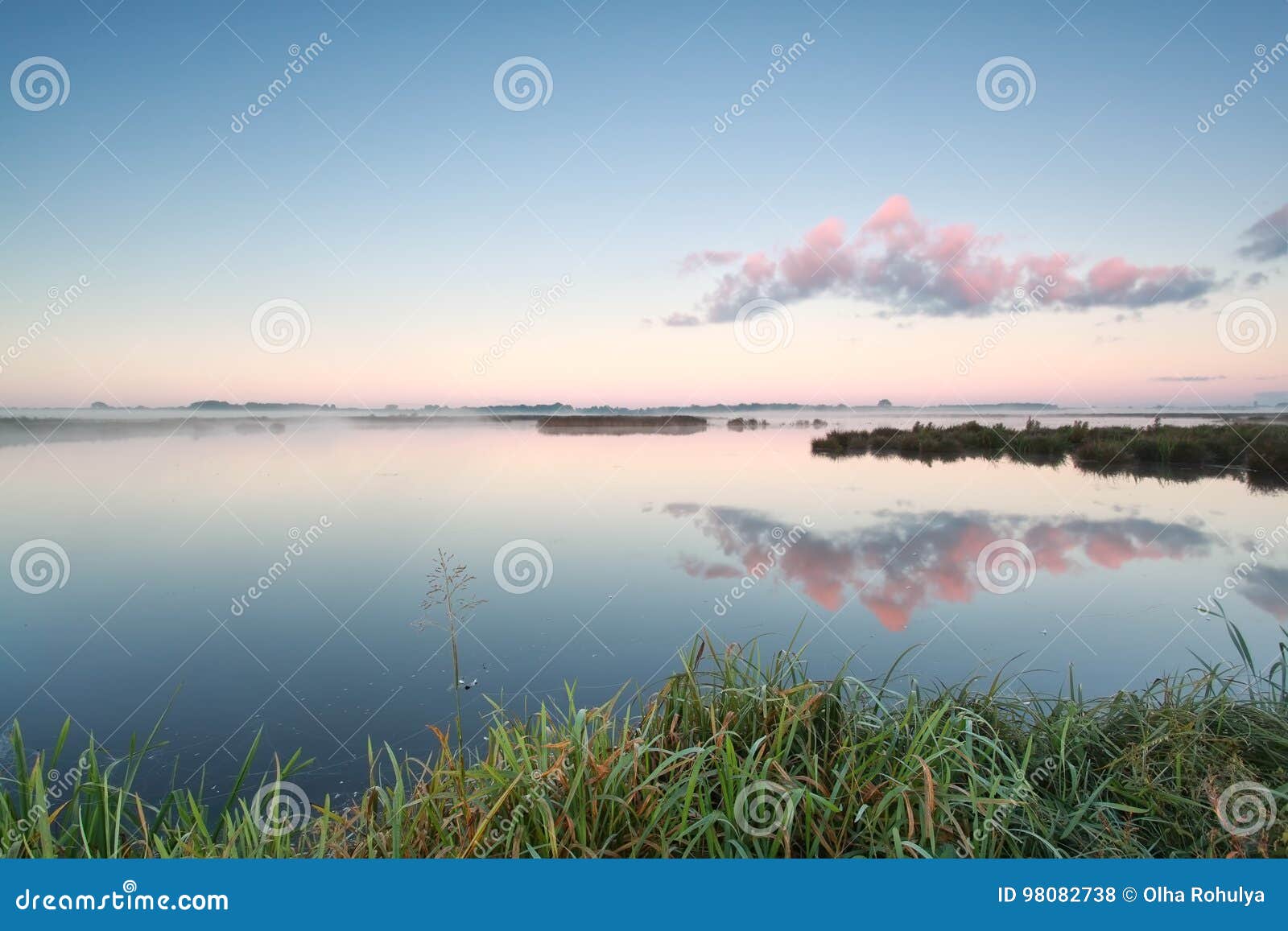 Cloud Reflection in Lake at Sunrise Stock Photo - Image of summer ...