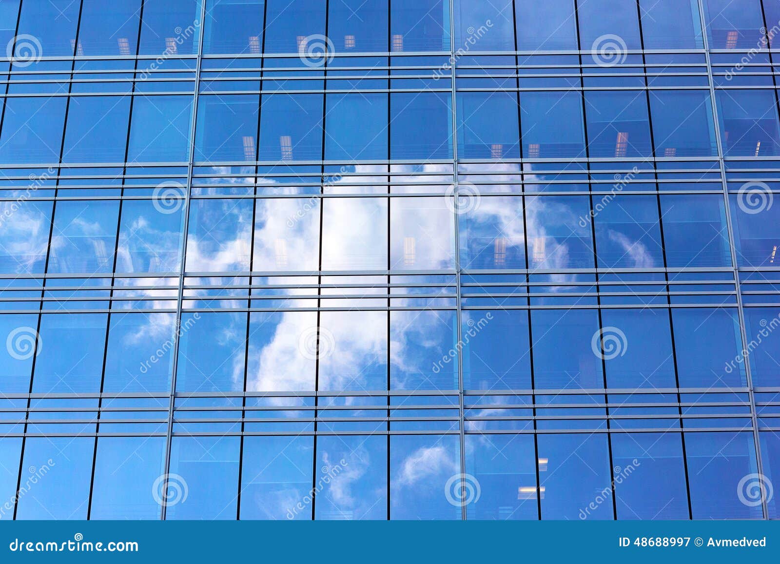 Cloud Reflection in Office Building Windows. Stock Image - Image of ...