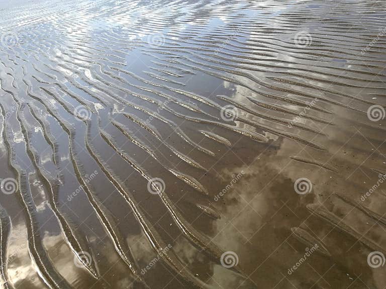 Cloud Reflection in Seabed in the Form of Wavy Ridges Stock Image ...