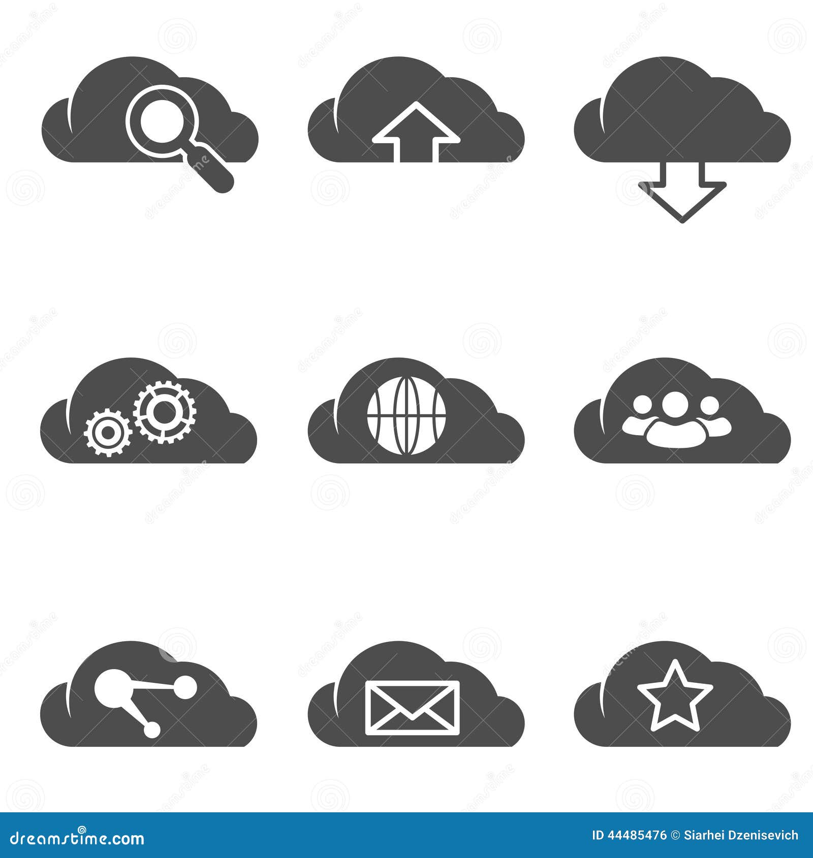 Cloud Related Internet Icons Set Stock Vector - Illustration of clip ...