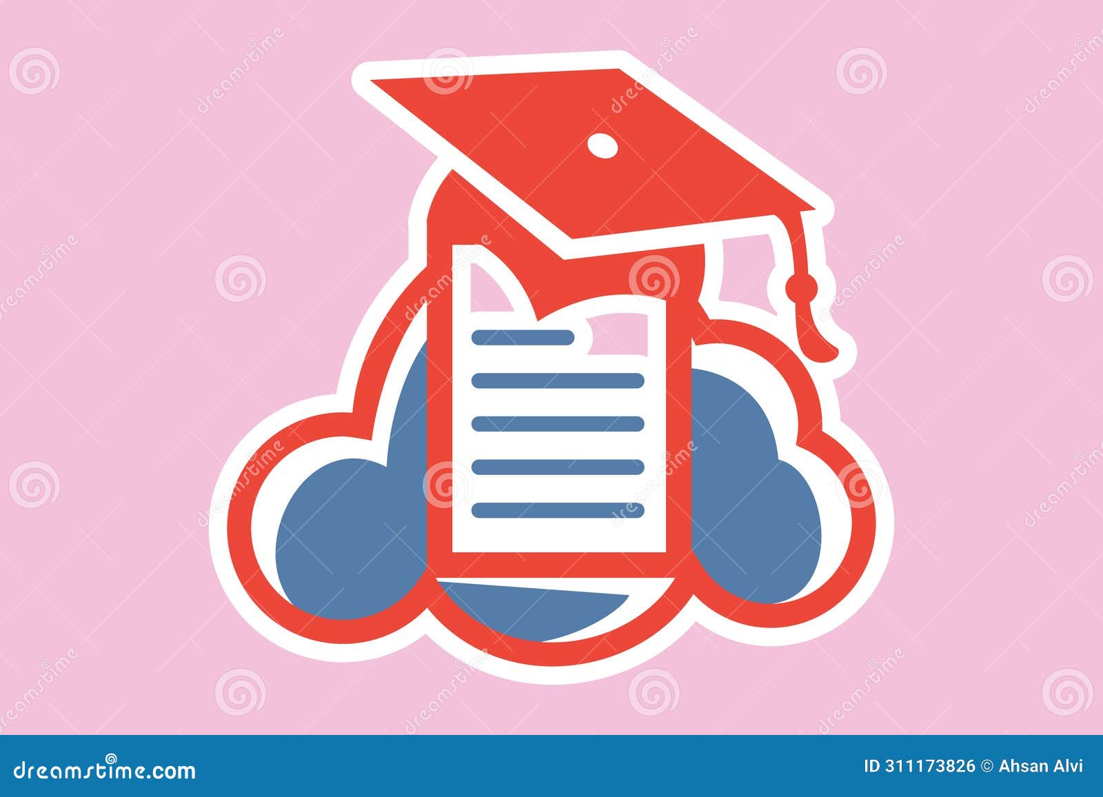 Cloud Report Sticker Logo Design. Vector Illustration Sticker Icon with ...