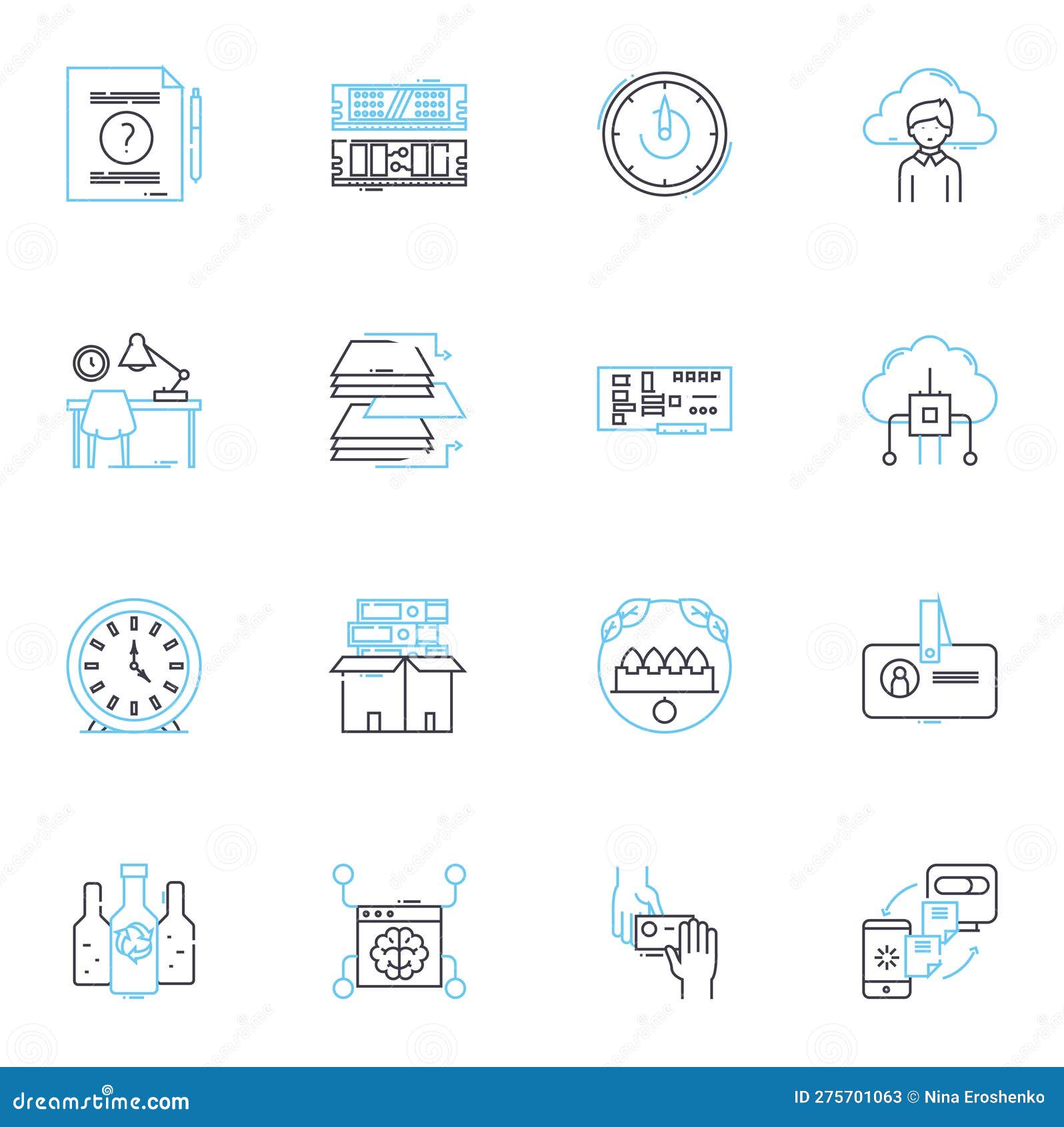 Cloud Retention Linear Icons Set. Archiving, Backup, Compliance, Data ...