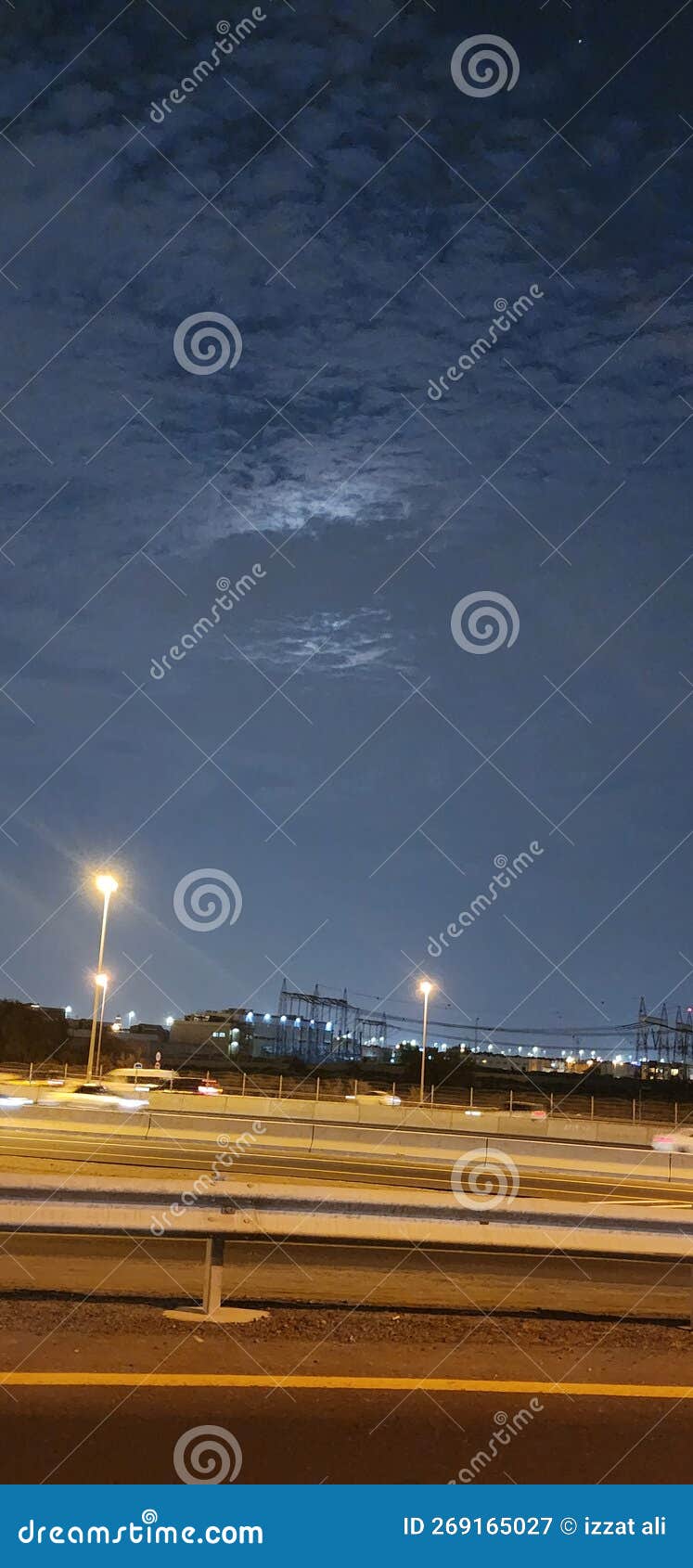 Cloud Road Side with Light it Night Stock Image - Image of road, city ...
