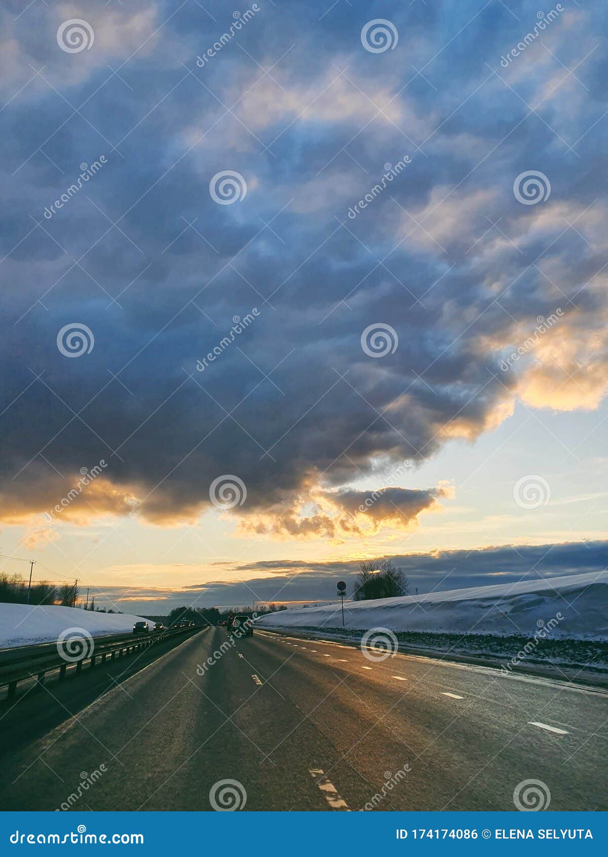 Cloud road stock photo. Image of sunset, cloud, road - 174174086