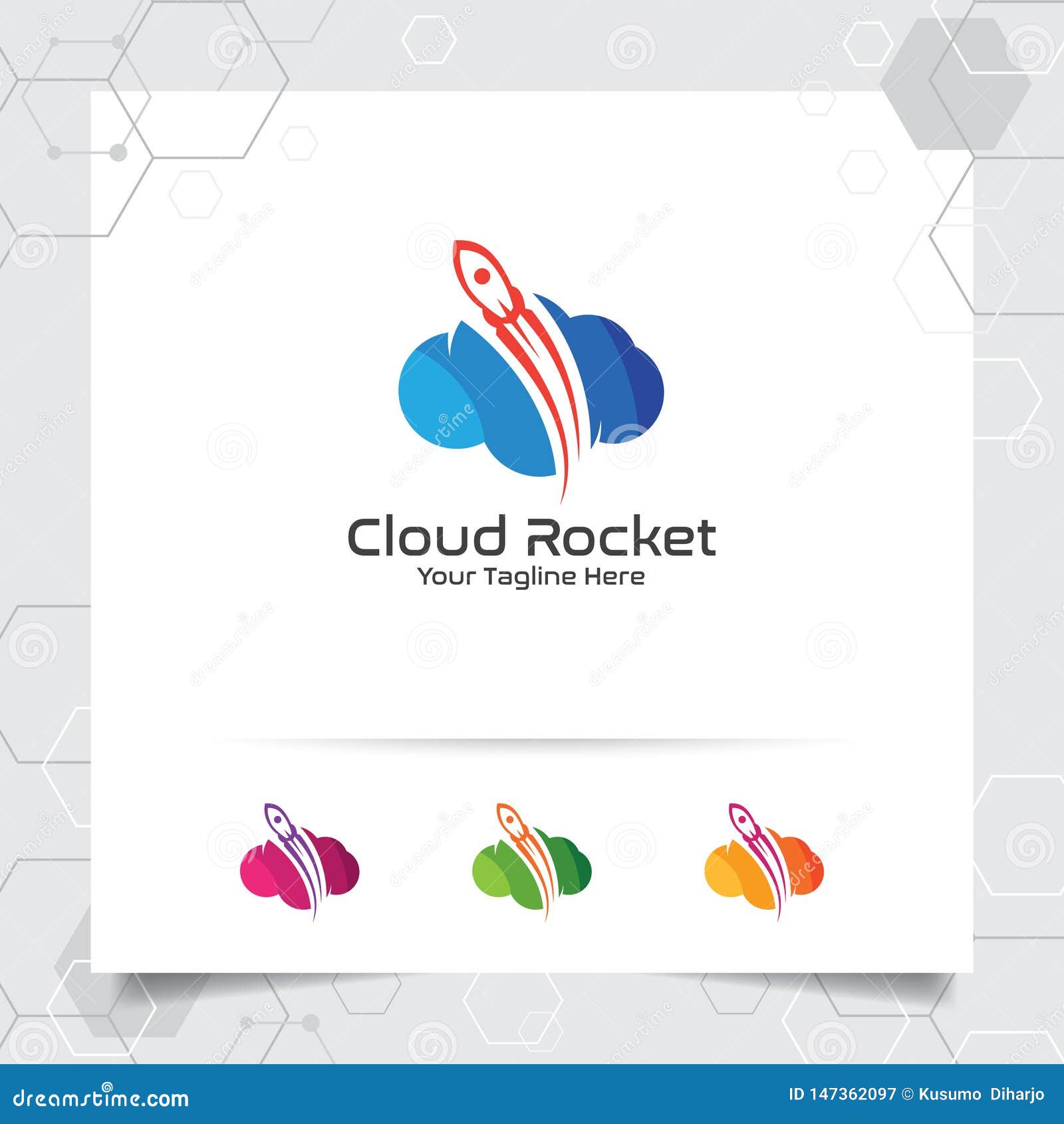 Cloud Rocket Logo Vector Design with Concept of Colorful Cloud Style ...