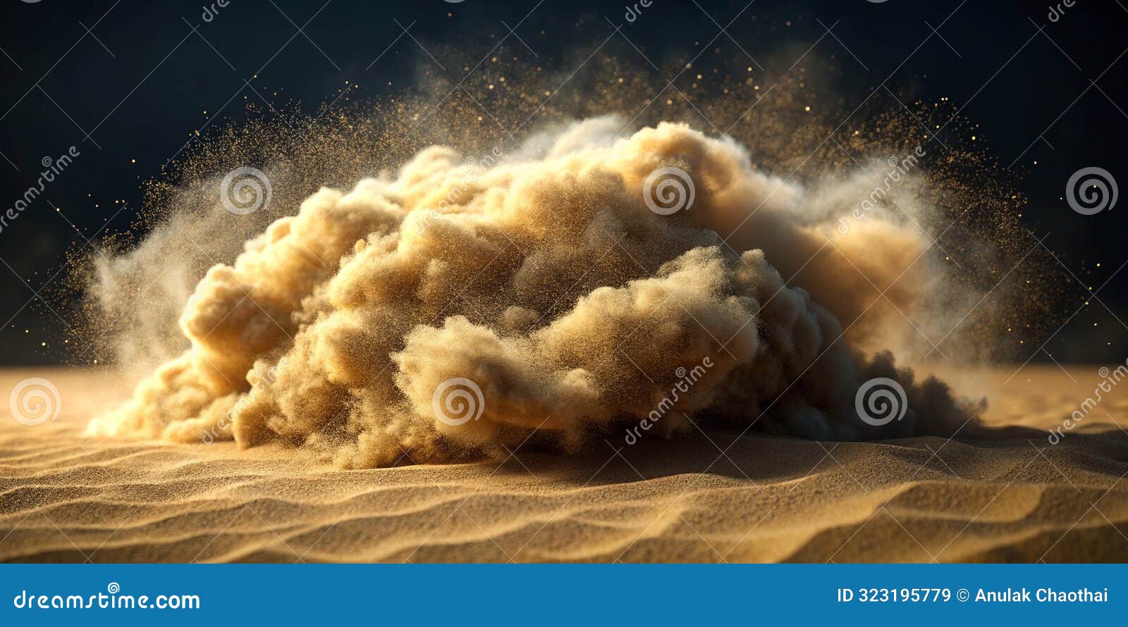 Sand Dust Powder Splashes. Flow Grit Speckles And Particles Wave ...
