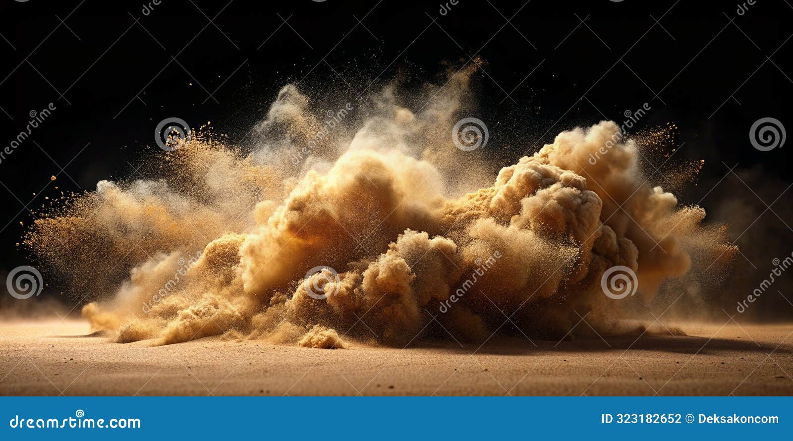 Sand Dust Powder Splashes. Flow Grit Speckles And Particles Wave ...