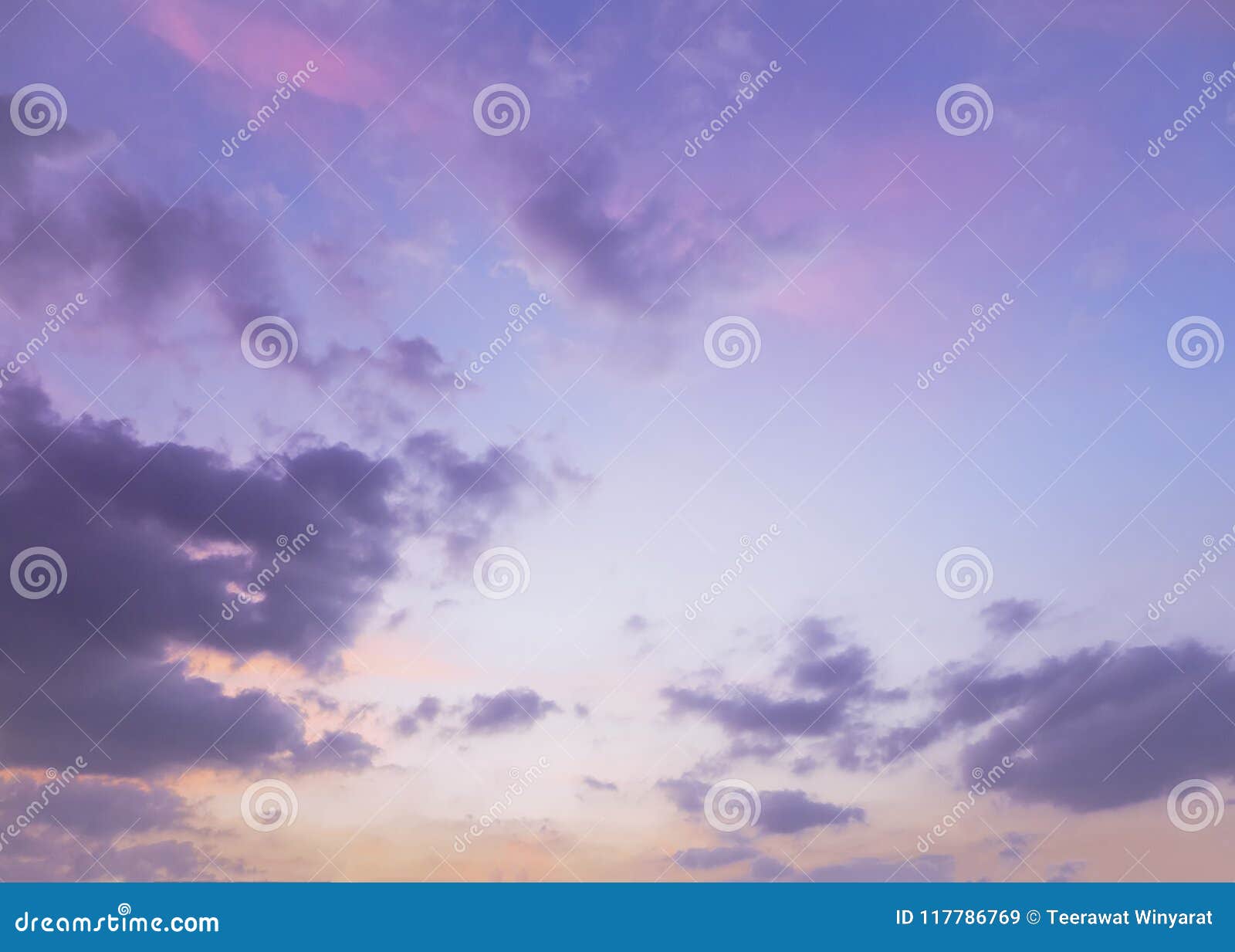 Cloud Scape on Evening Sky Gradient Pastel Colour Stock Image - Image ...