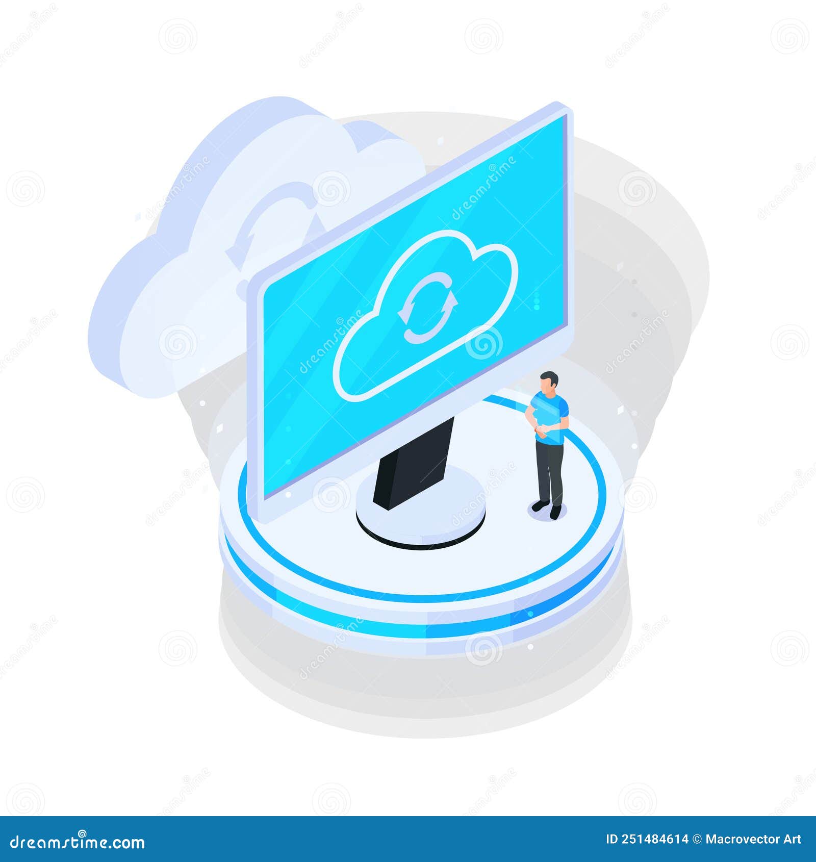 Cloud Screen Isometric Composition Stock Vector - Illustration of ...