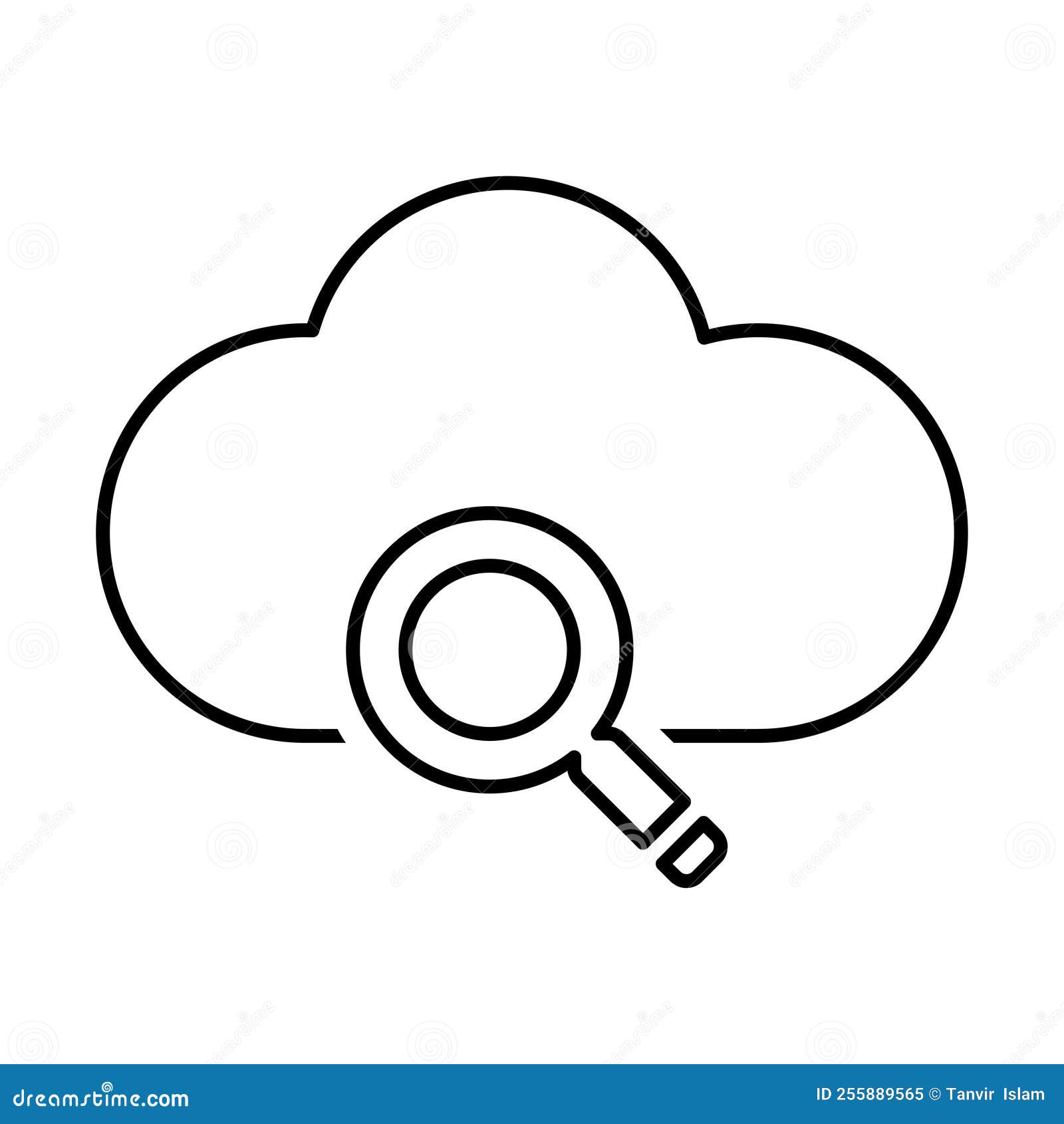 Cloud Search Icon stock illustration. Illustration of sign - 255889565