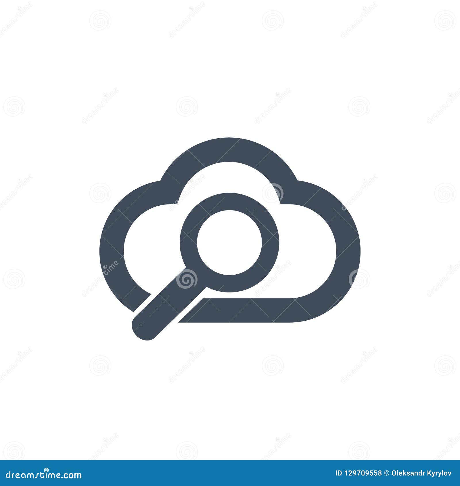 Cloud Search Icon. Modern Flat Cloud Icon with Magnifying Glass. Vector ...