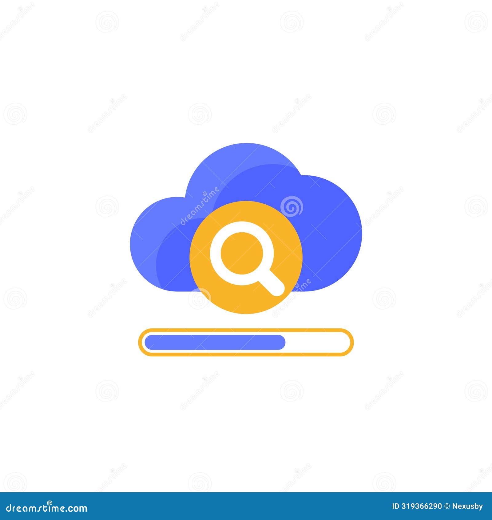 Cloud Search Icon with a Progress Bar Stock Vector - Illustration of ...