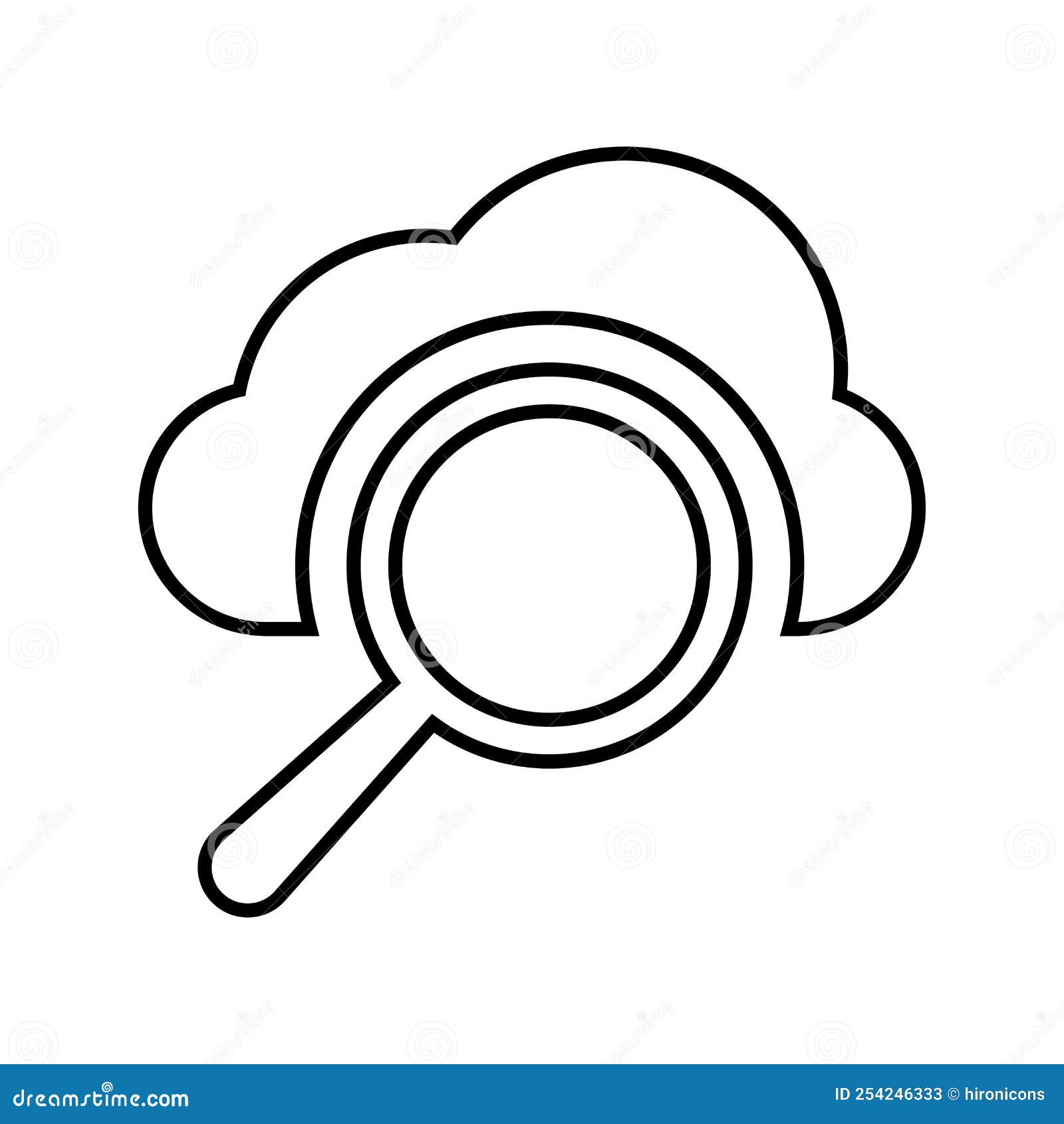 Cloud, Search Outline Icon. Line Art Vector Stock Illustration ...