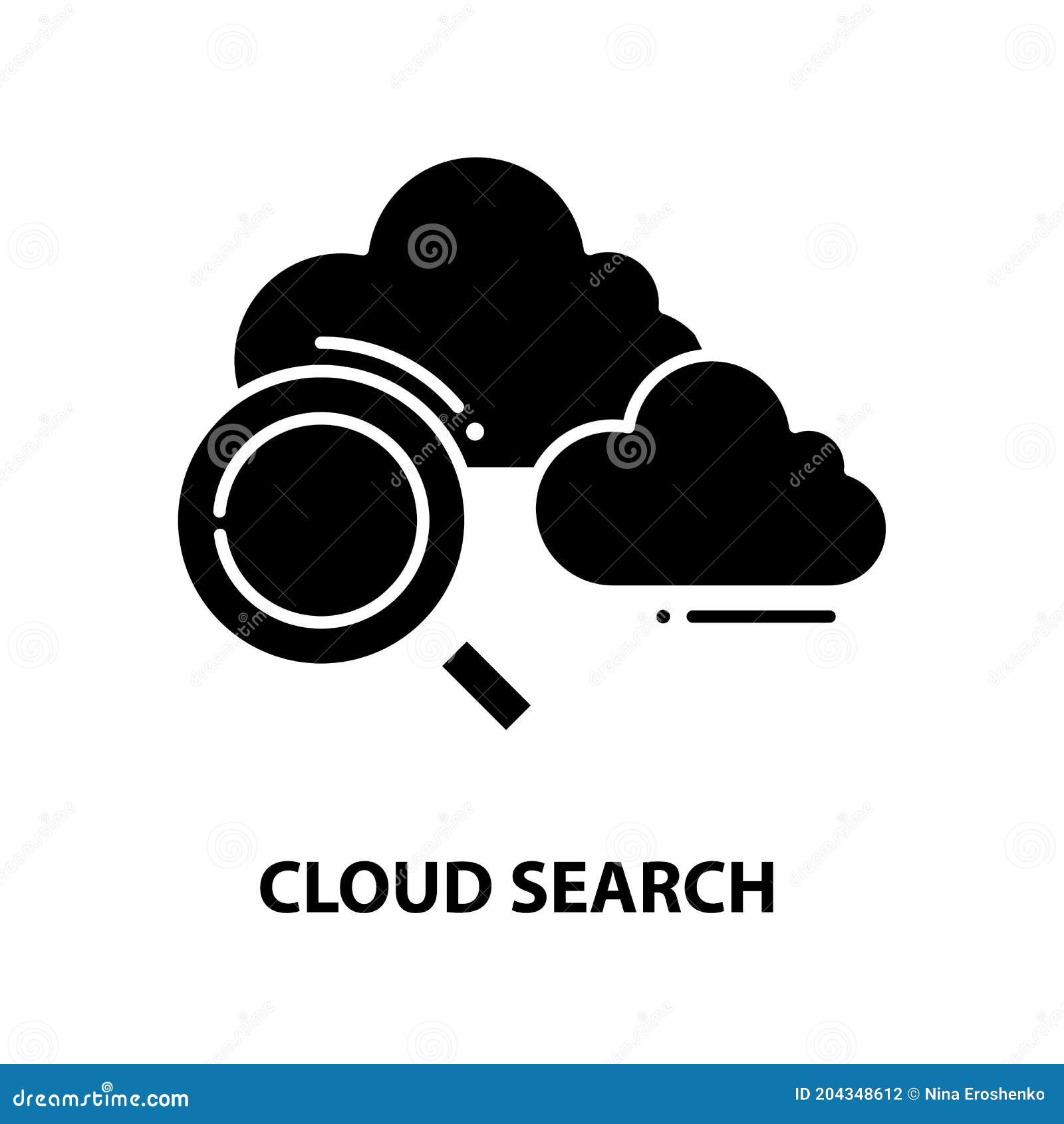 Cloud Search Sign Icon, Black Vector Sign with Editable Strokes ...