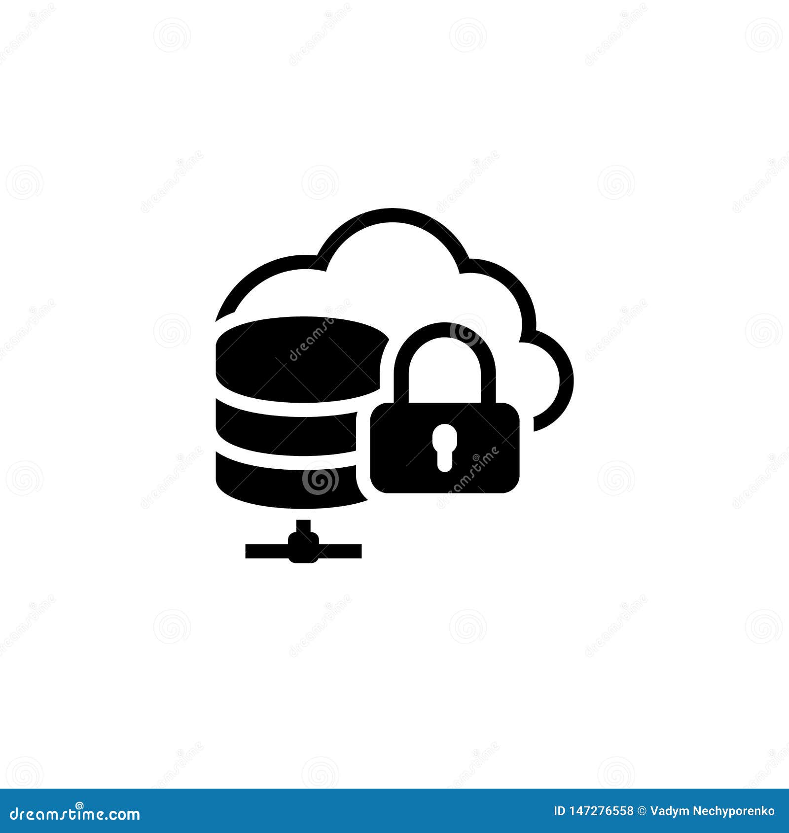 Cloud Secure Storage Icon. Flat Design Stock Illustration ...