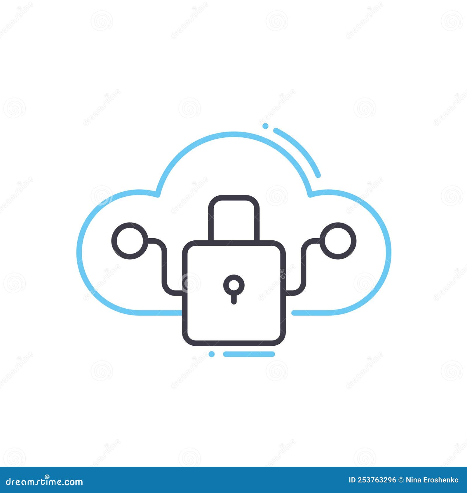 Cloud Security Concept Line Icon, Outline Symbol, Vector Illustration ...
