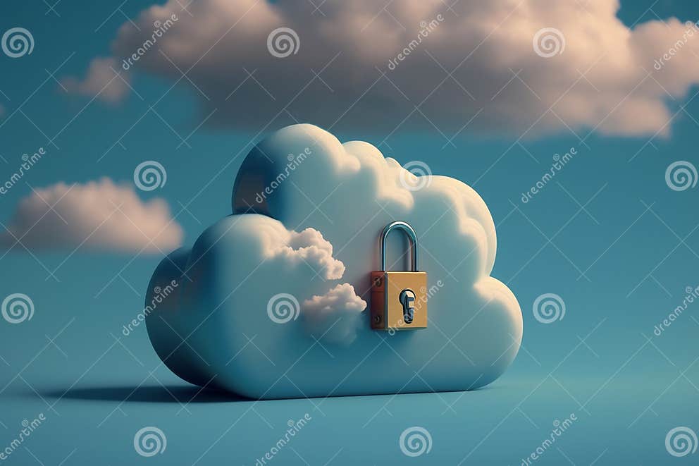 Cloud Security Concept. Cloud Storage Locked with Padlock. Cloud ...